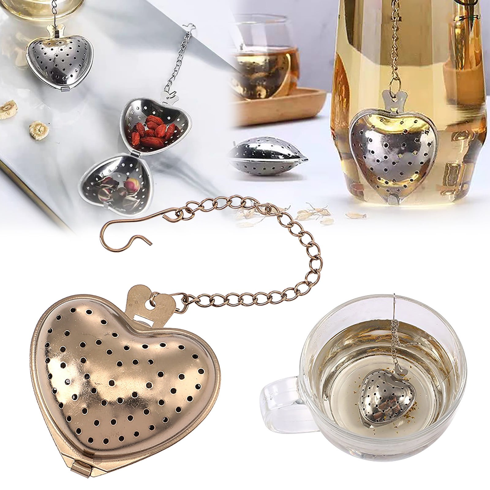 Tswift Stainless Steel Tea Ball, Metal Heart Shape Reusable Tea Coffee ...