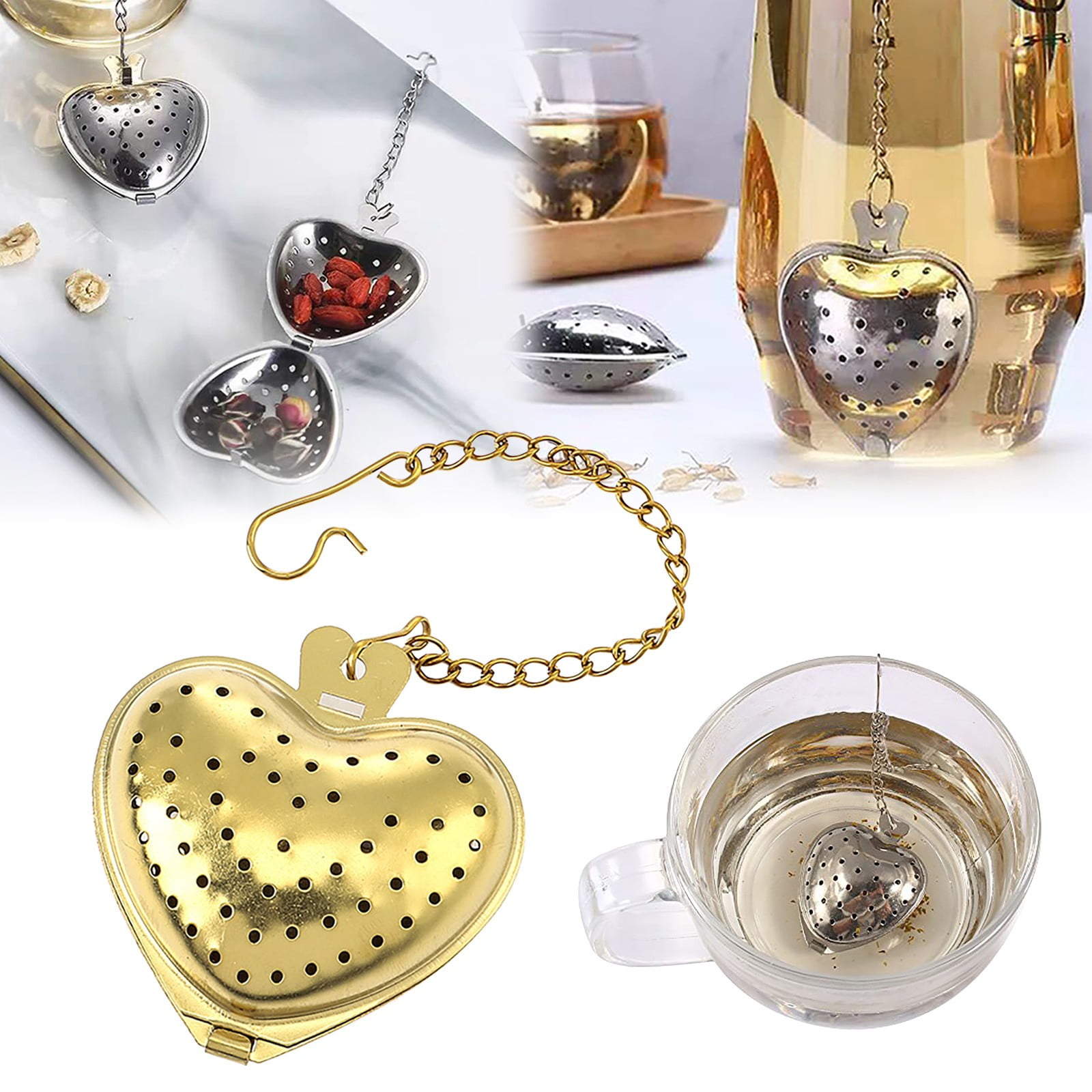 Tswift Stainless Steel Tea Ball, Metal Heart Shape Reusable Tea Coffee ...