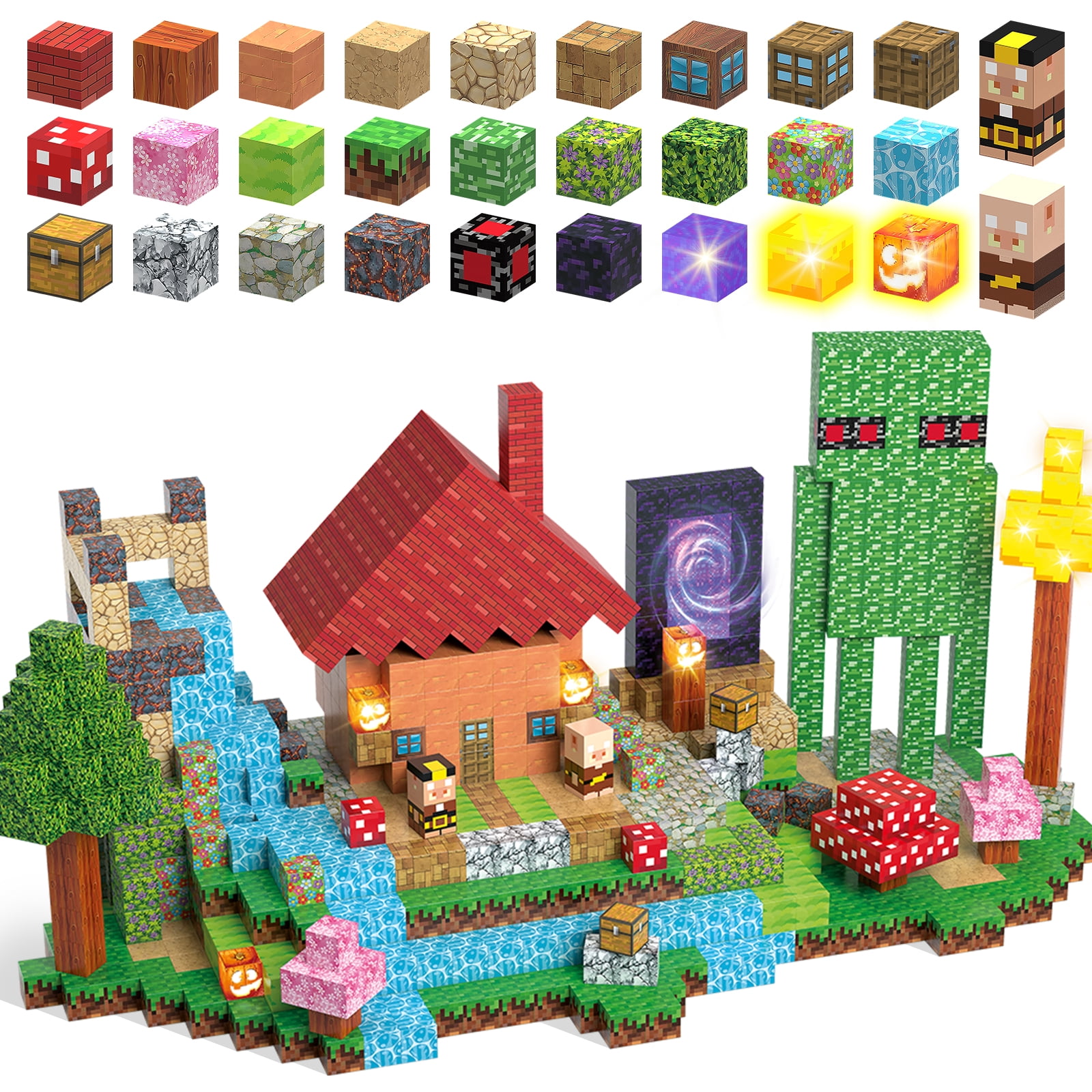 TuKIIE Magnetic Building Blocks Set Toys for Boys Girls 3+, 1" Light Up ...