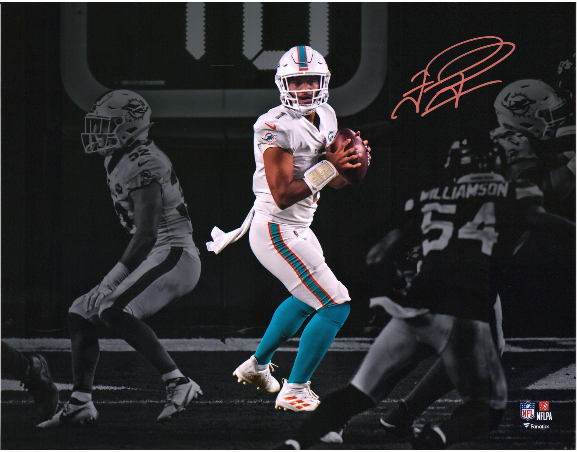 Tua Tagovailoa Miami Dolphins Autographed 11" x 14" White Jersey ...