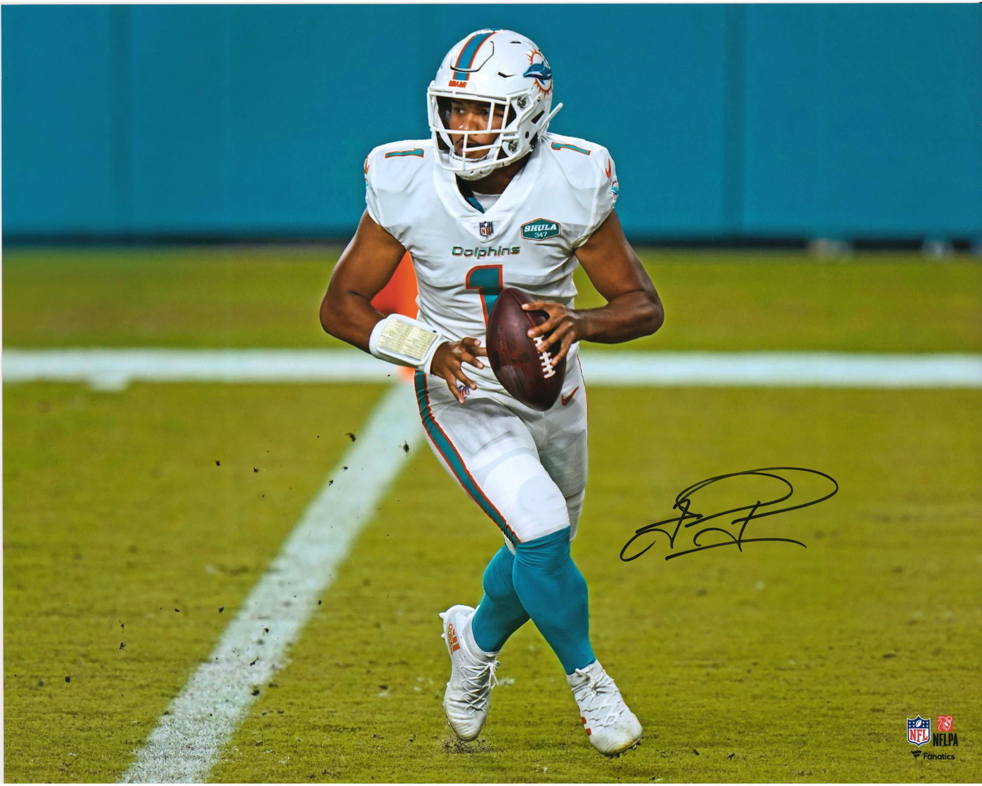 Tua Tagovailoa Miami Dolphins Autographed 16" x 20" White Jersey ...