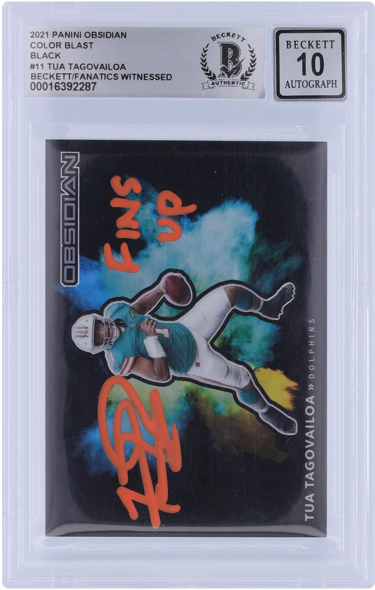 Tua Tagovailoa Miami Dolphins Autographed 2021 Panini Color Blast Black ...