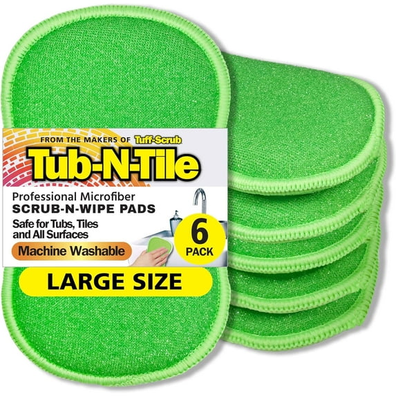 Tub-N-Tile by , Large, 6-Pack, Microfiber, Scrub-N-Wipe Pad, Multi ...