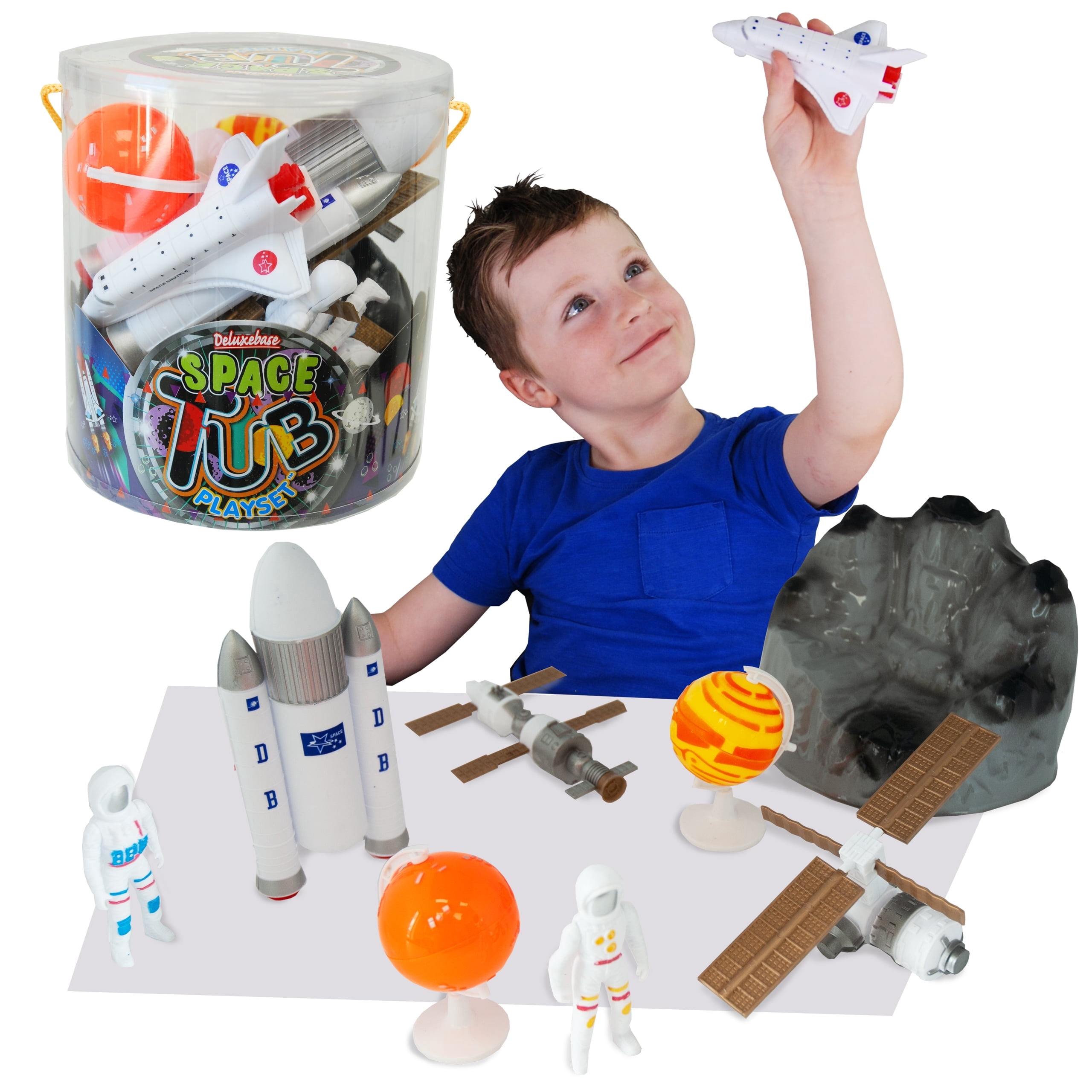 Space Fun with Deluxebase Tub Playset - 8 Pc. Space Figurines Including ...