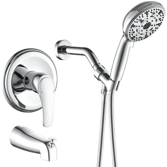 Tub Shower Faucet Set with 10 Spray Handheld Shower Chrome Shower Head ...