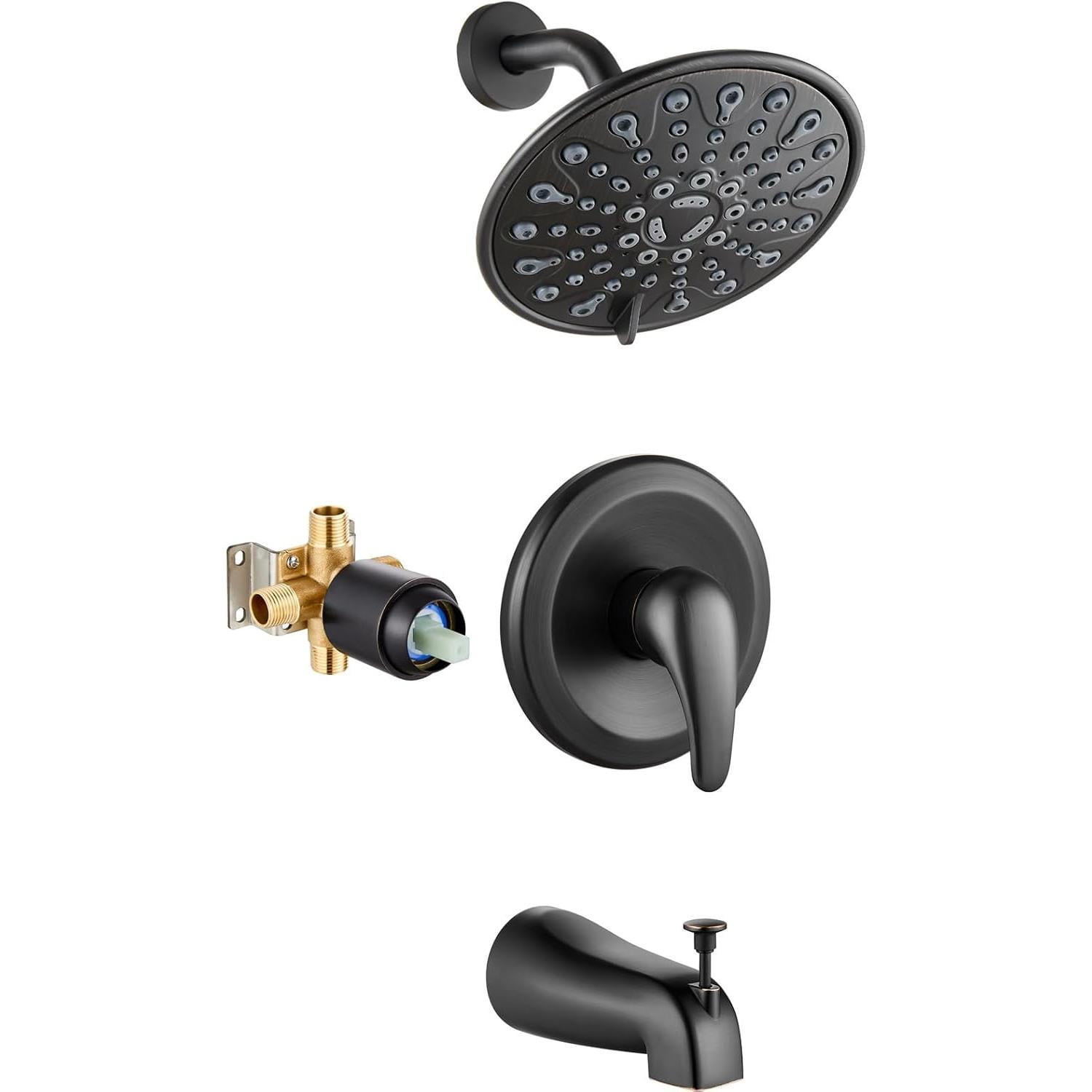 Tub Shower Faucet Set Shower Head and Handle Set 6 Modes 6 inch Shower ...