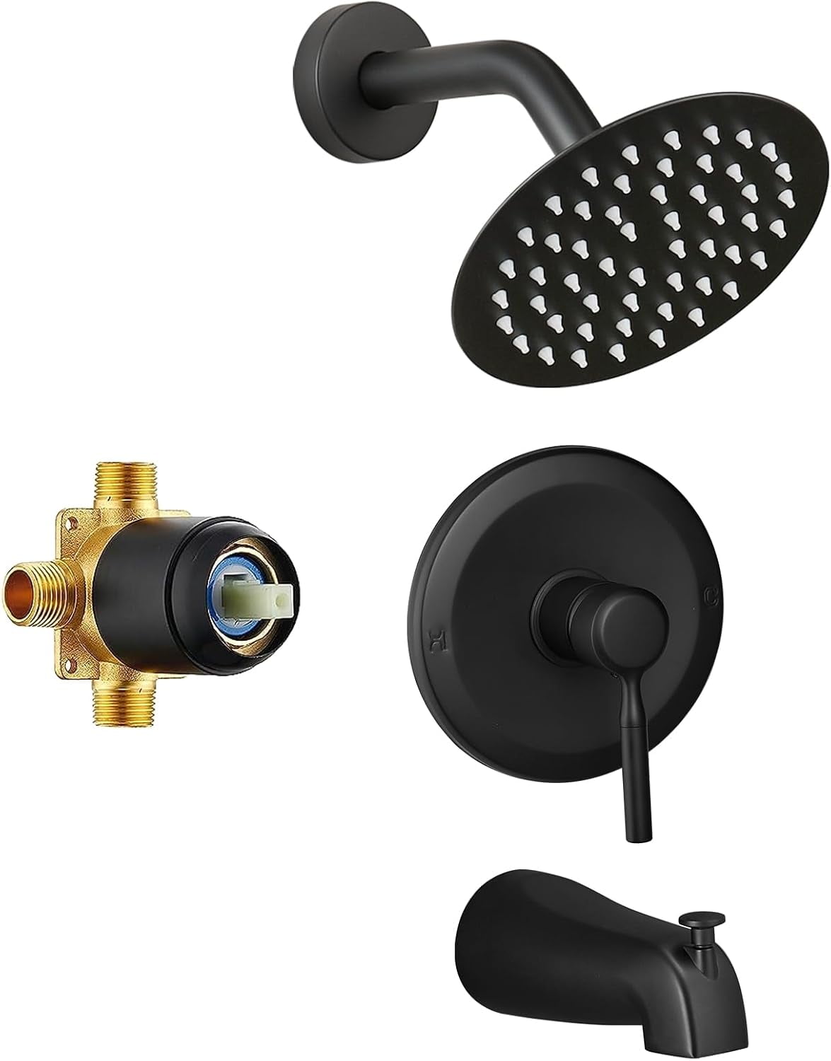 Tub Shower Faucet Set Vae Included with 6-Inch Rain Shower Head and Tub ...
