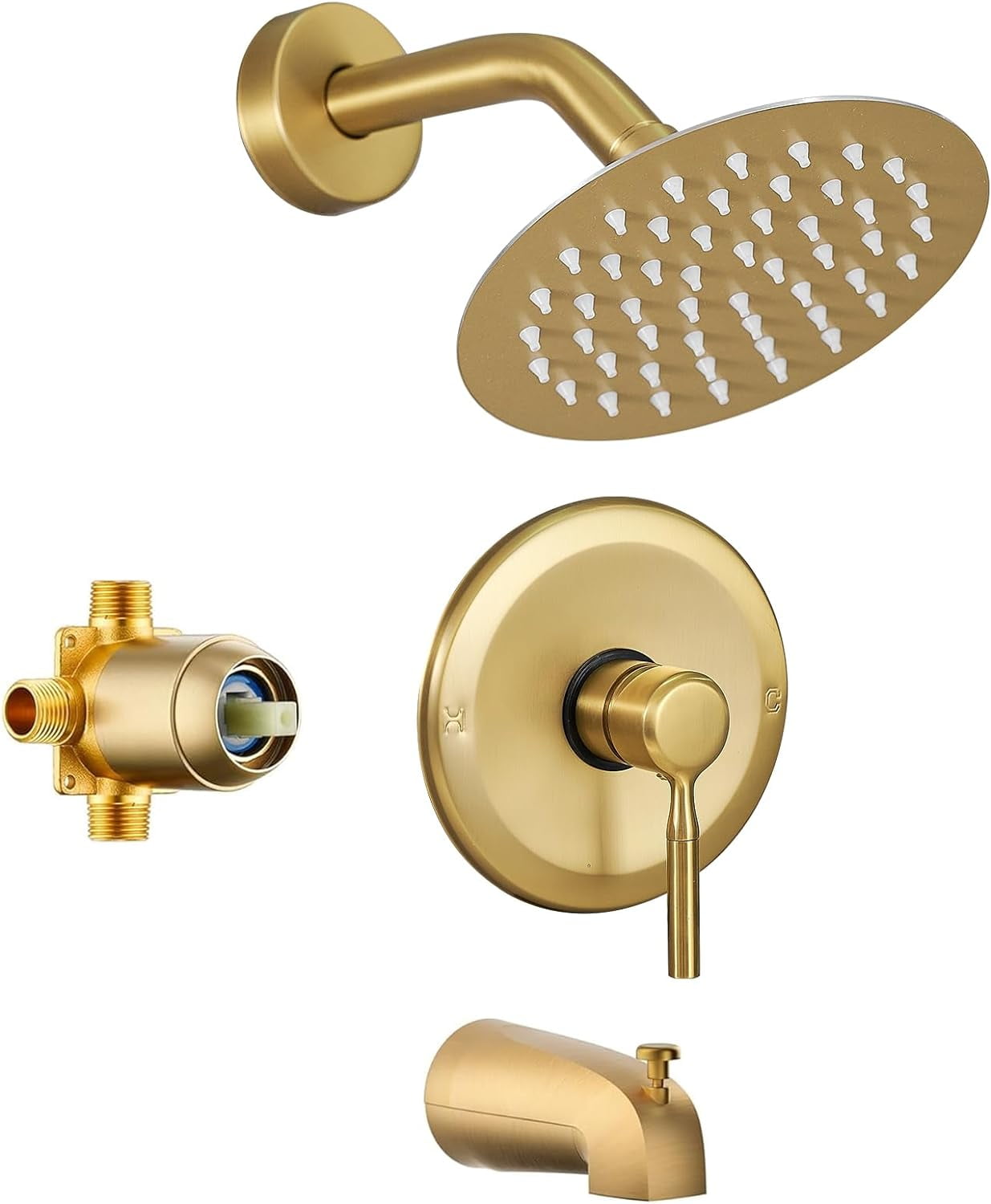 Tub Shower Faucet Set Valve Included with 6-Inch Rain Shower Head and ...
