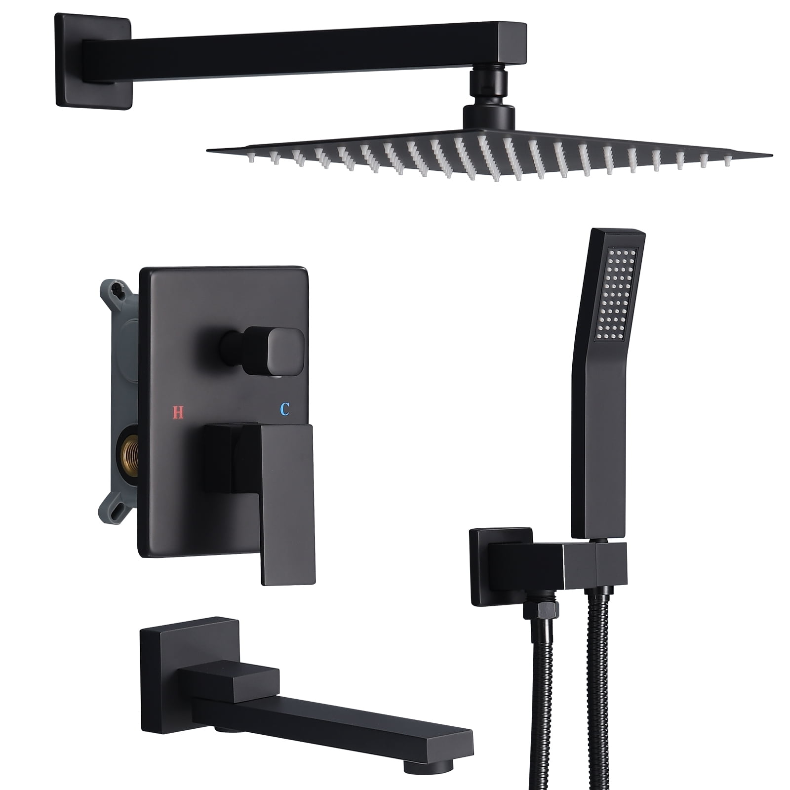 Tub Shower Faucets Sets Complete Brushed Gold Bathtub Shower System with Tub Spout, Bathtub ...