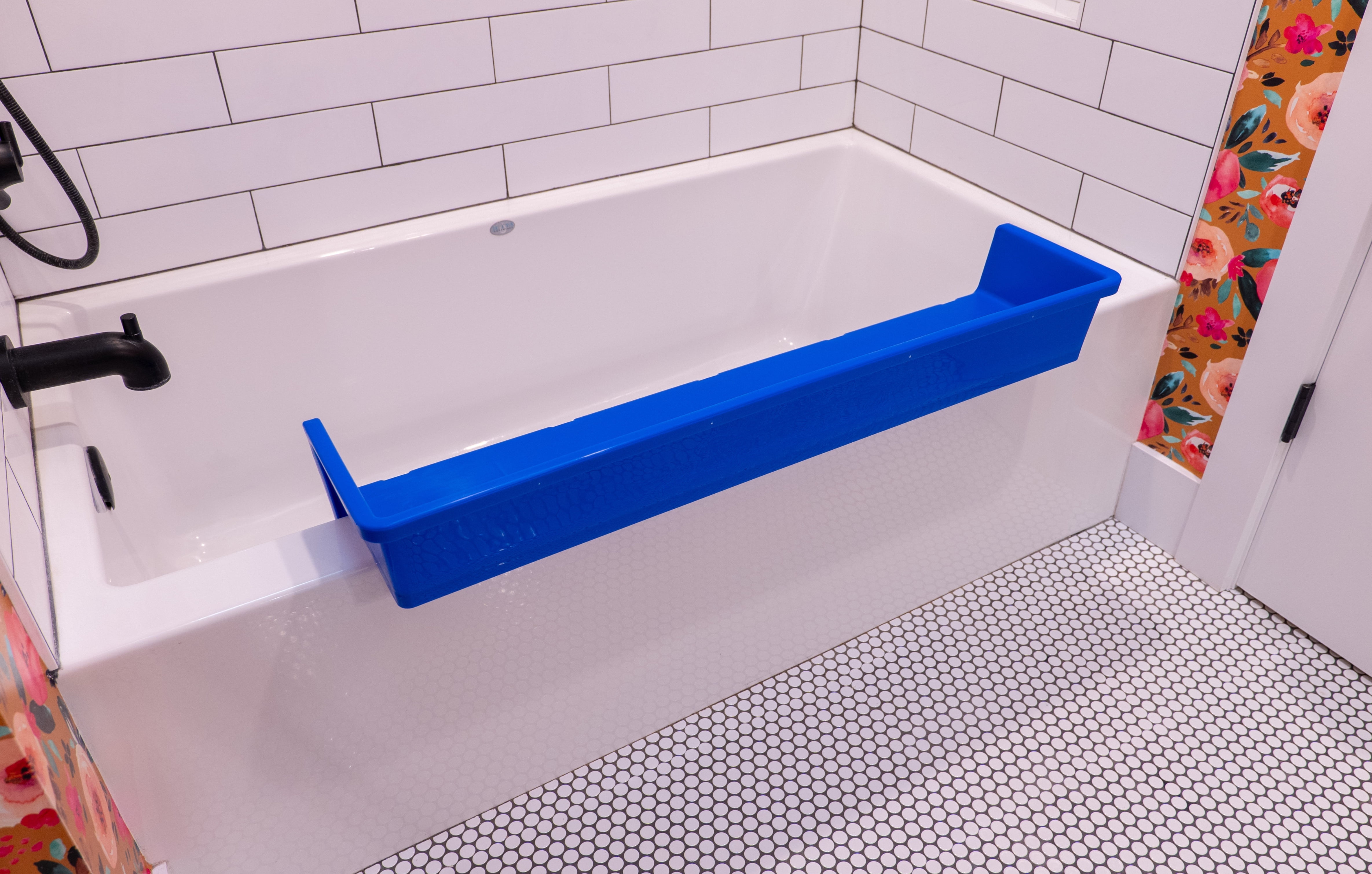 Tub Topper - The Bathtub Splash Guard Play Shelf - Blue (Bathroom Floor ...