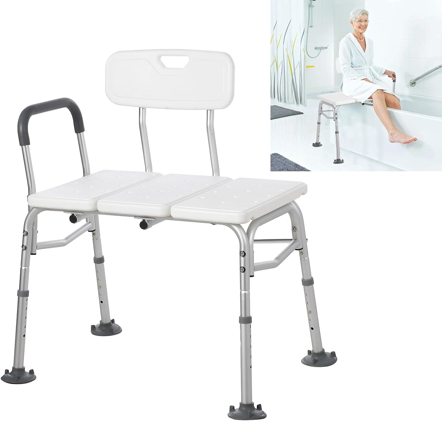 Tub Transfer Bench for Bathtub, 300lb Compact Shower Chair with ...
