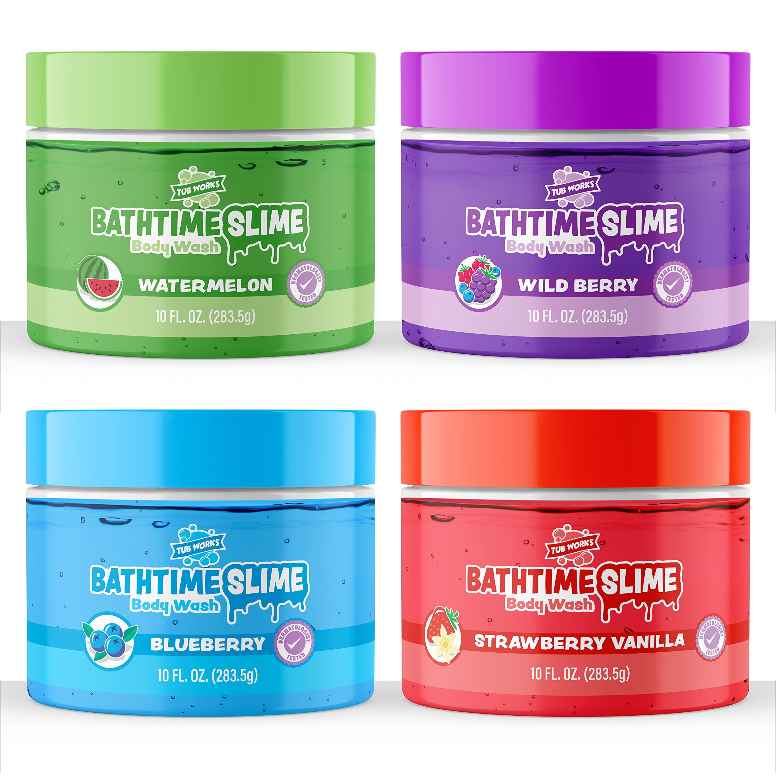 Tub Works Kids Body Wash, Bath Slime Fun Foam Play Set, 4 Pack Variety ...