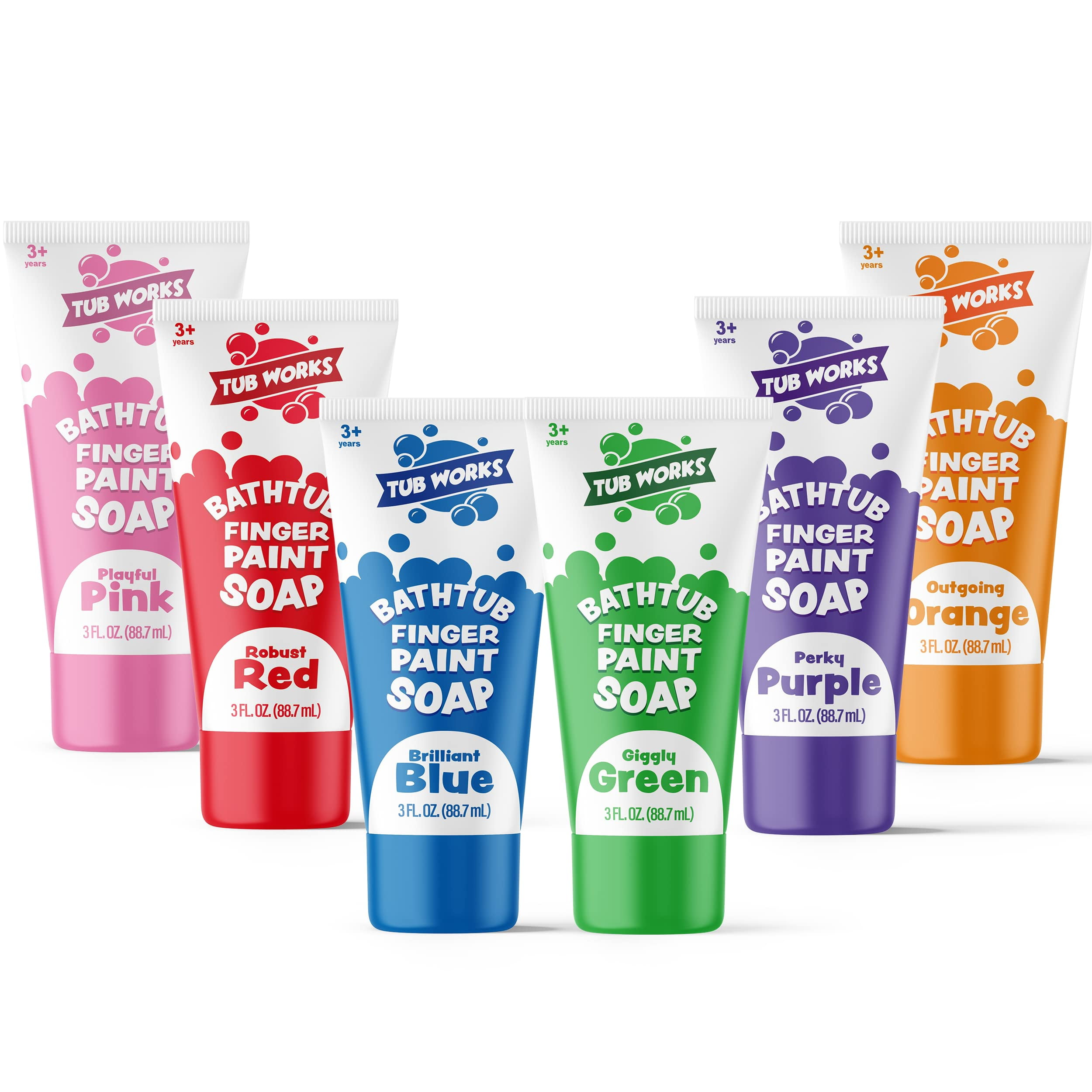 Tub Works Kids Bath Kit, 6 Pack Finger Paint Soap, Washable Bathtub ...