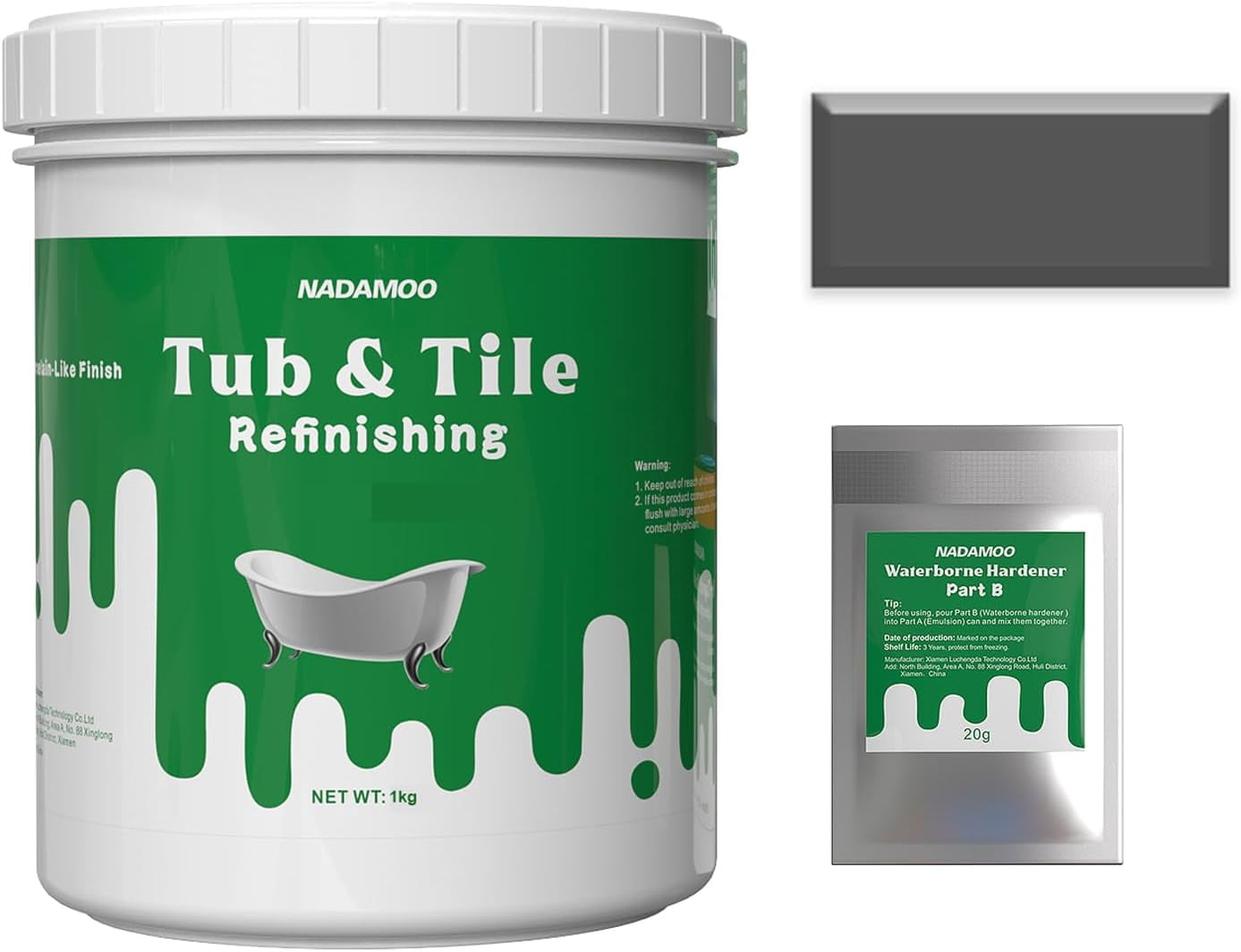 Tub and Tile Refinishing Kit Dark Gray, 1kg / 35 Oz, Without Tools ...