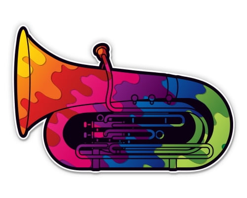 Tuba Colorful - 5" Vinyl Sticker - For Car Laptop I-Pad - Waterproof ...