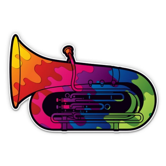 Tuba Colorful - 5" Vinyl Sticker - For Car Laptop I-Pad - Waterproof ...