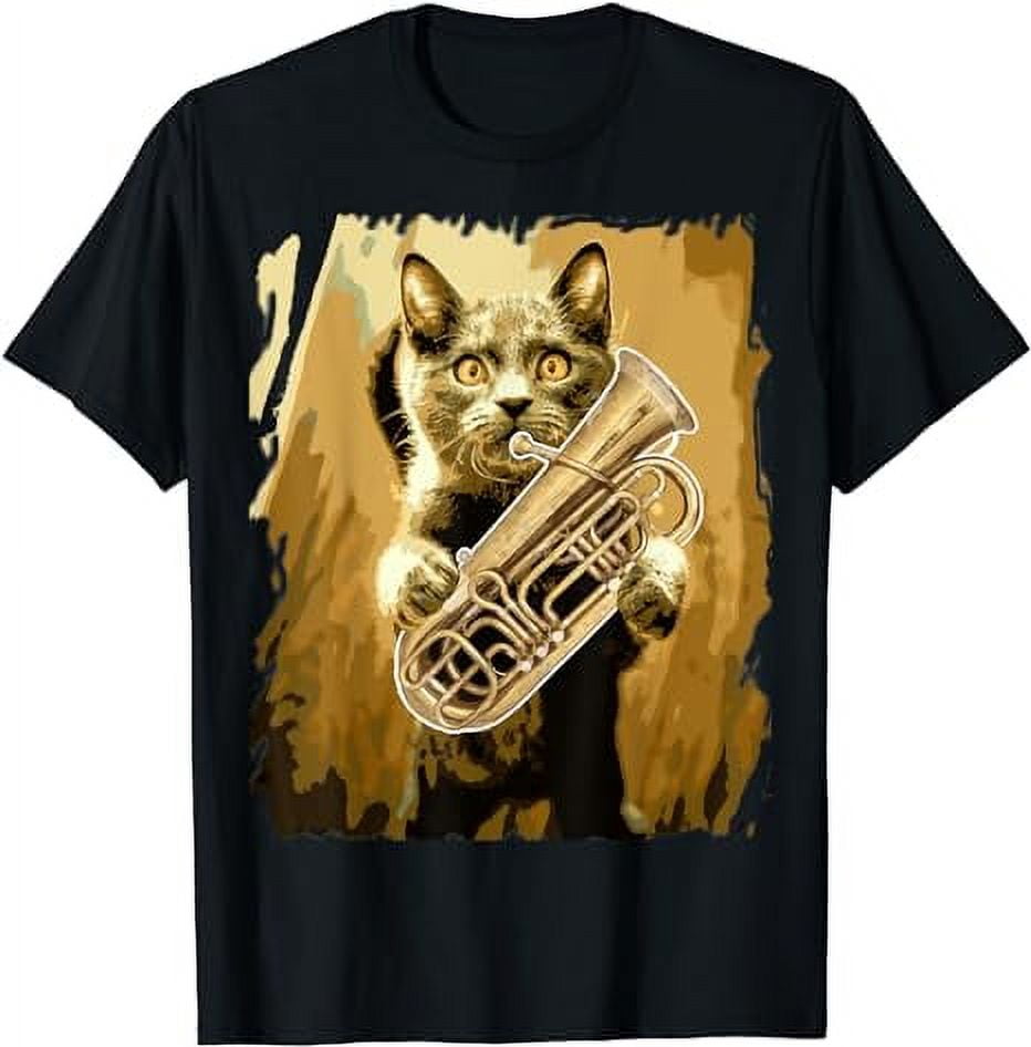 Tuba Player funny Cat Playing Tuba T-Shirt - Walmart.com