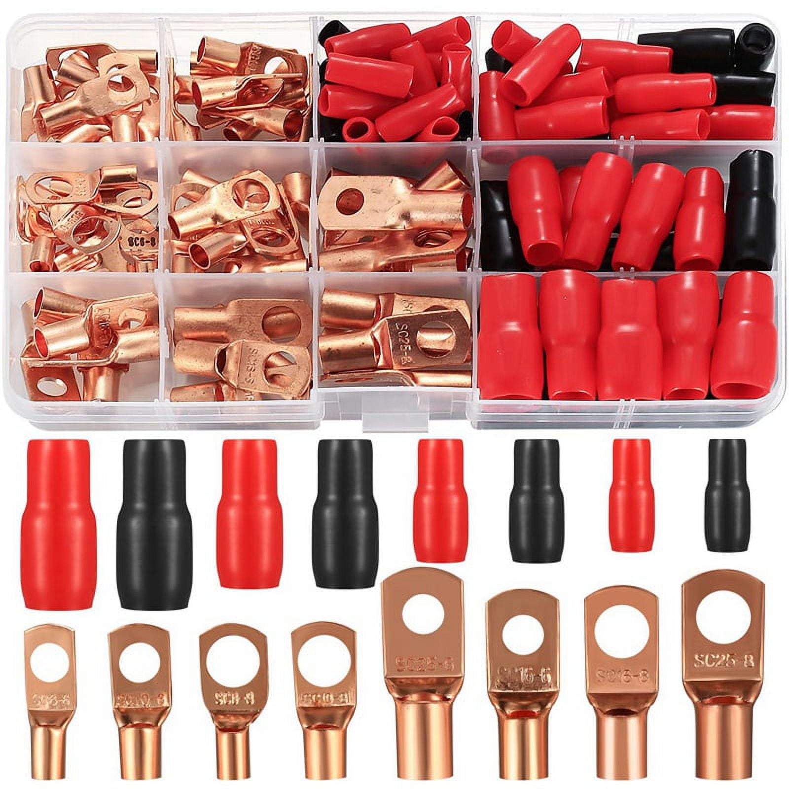Tube Cable Lug Set, 120 Pieces Pipe Lugs Bolt Hole Tinned Copper ...