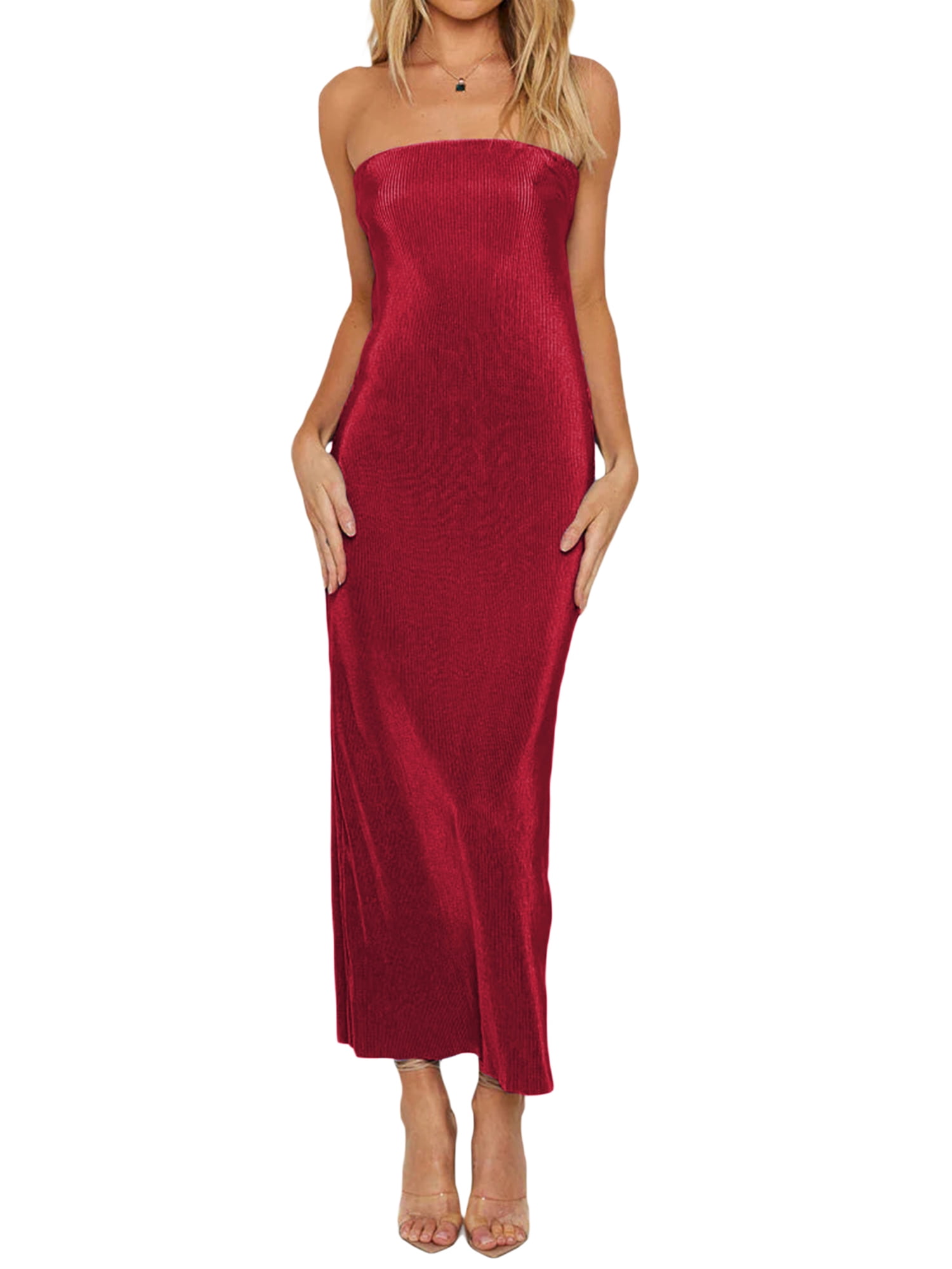 Tube Dress for Women Strapless Backless Maxi Dress for Beach Club Party ...