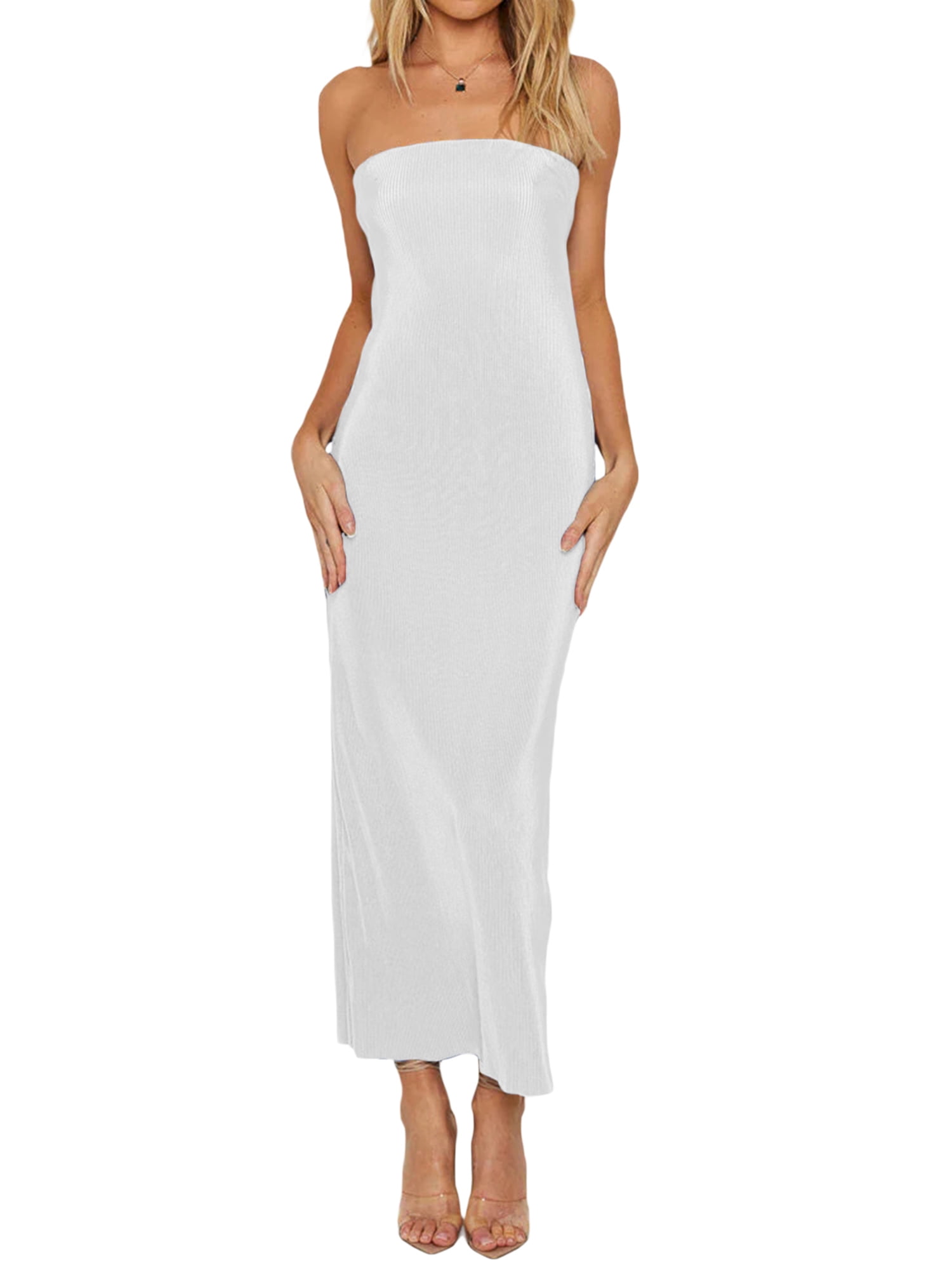 Tube Dress for Women Strapless Backless Maxi Dress for Beach Club Party ...