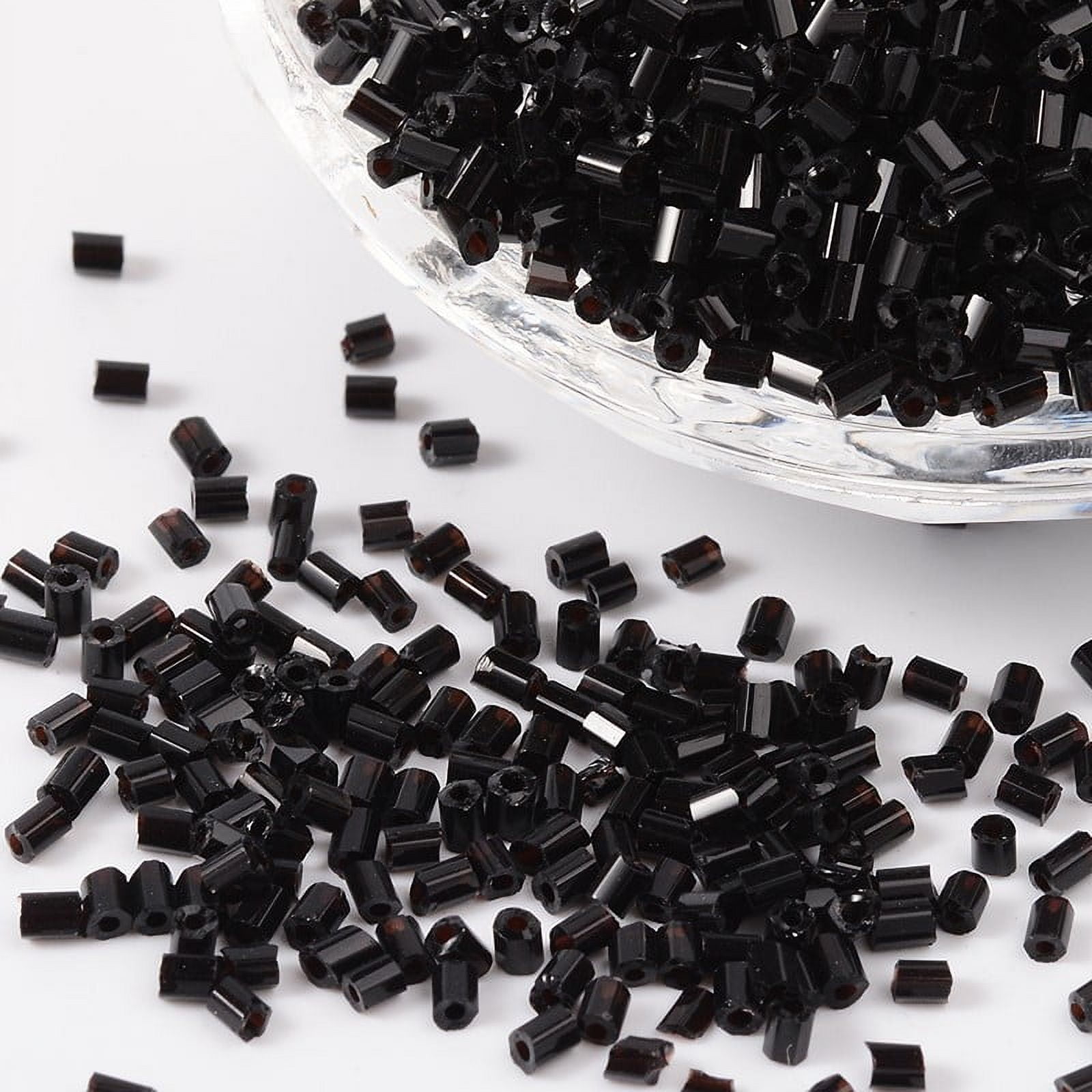 Tube Glass Bugle Beads Opaque Colours Black 2~3x2mm Hole: 1mm about ...