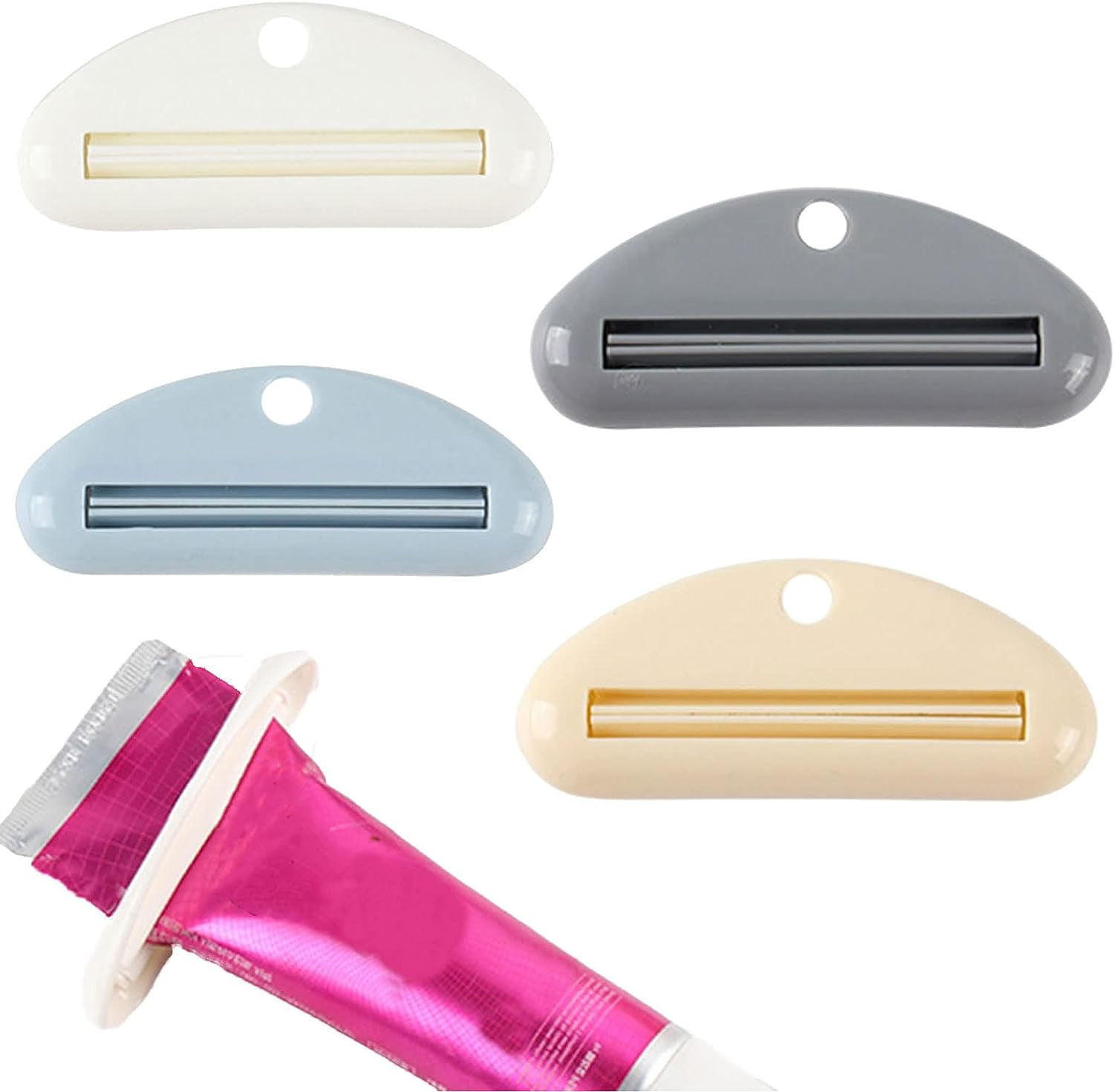 Tube Squeezer Clip, 4PCS Toothpaste Squeezer Dispenser Plastic Rolling ...