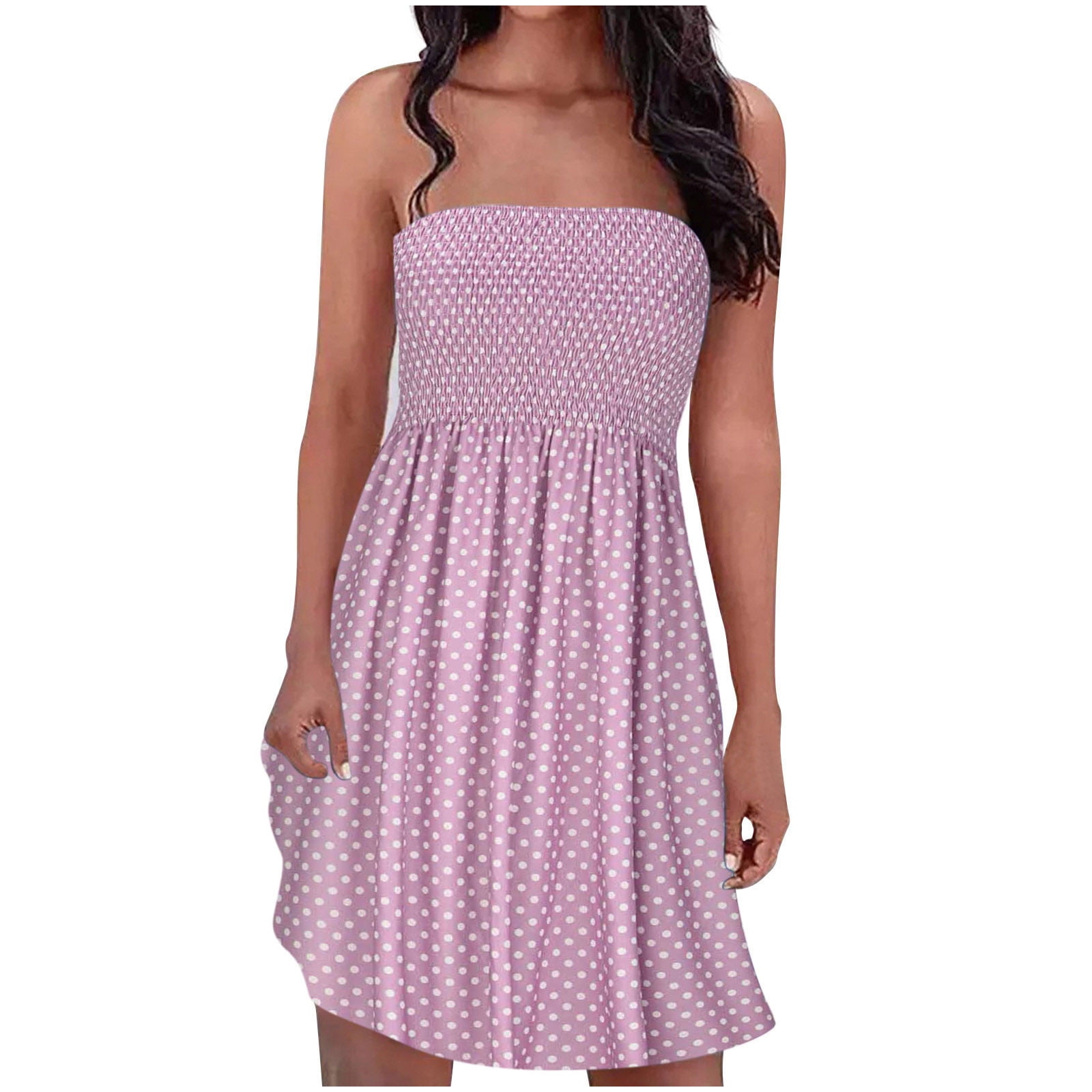 Tube Top Dress for Women Casual Summer Strapless Floral Printed Beach ...
