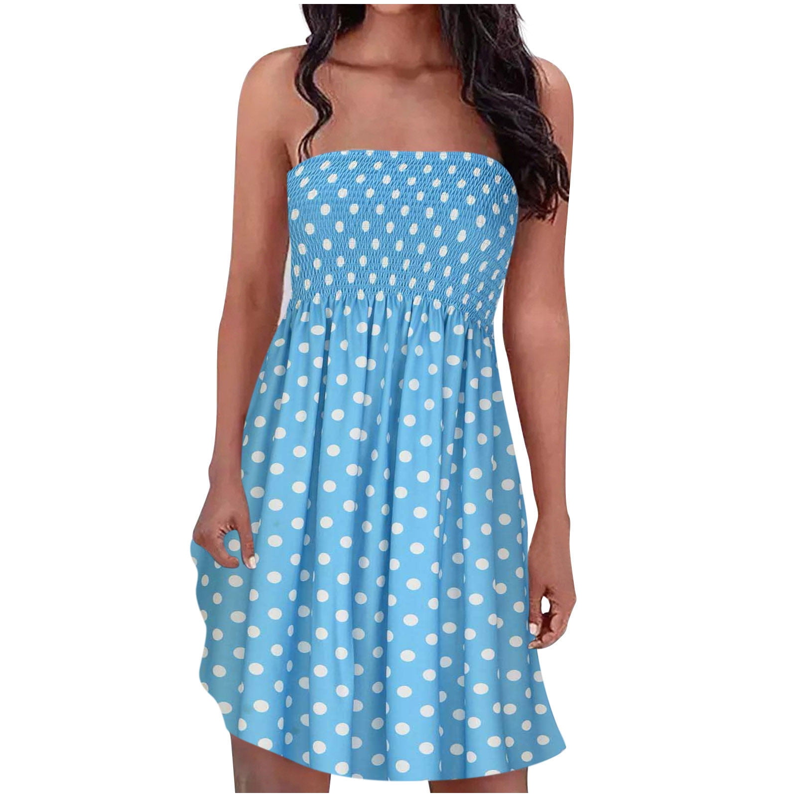 Tube Top Dress for Women Casual Summer Strapless Floral Printed Beach ...