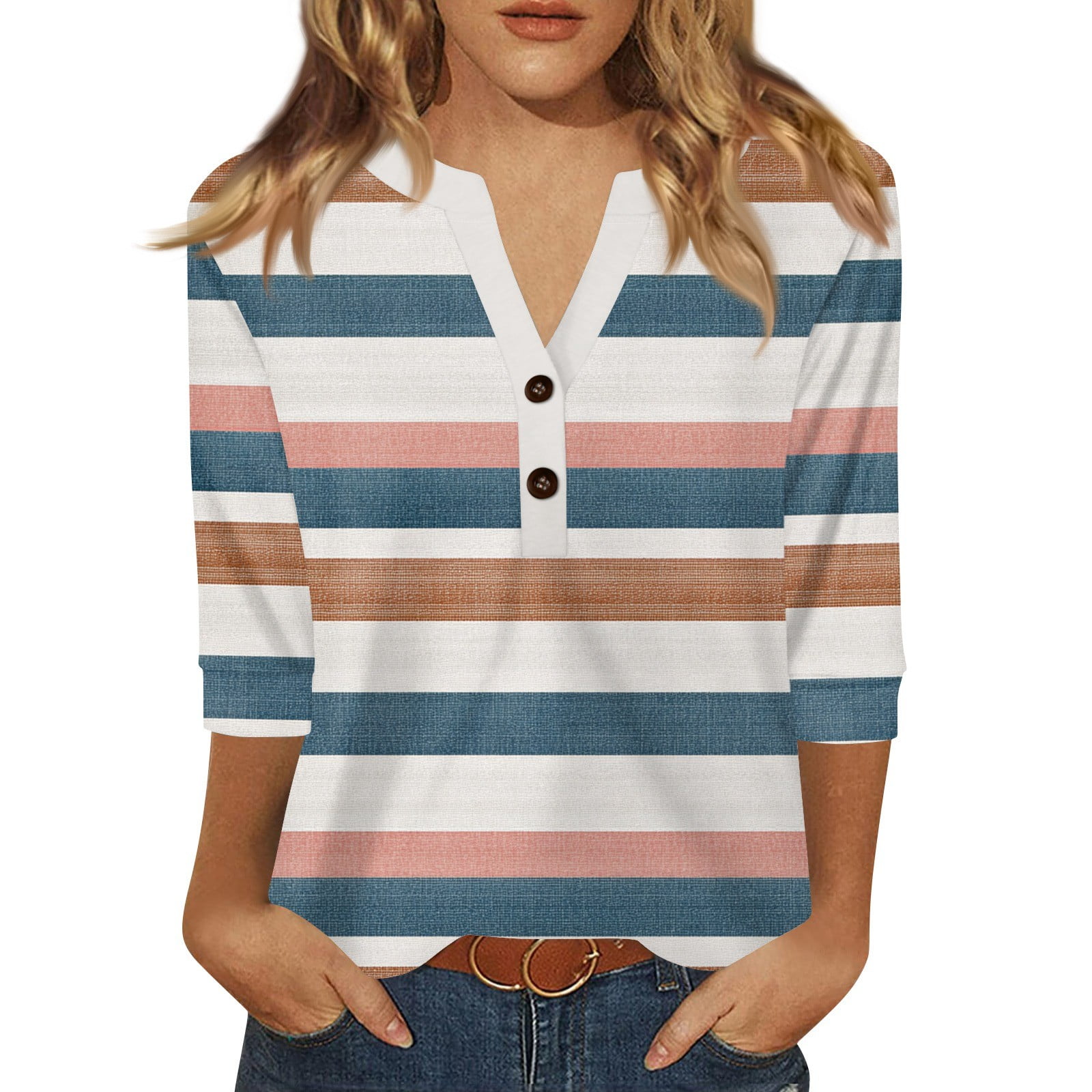 Tube Tops for Women, 2025 Striped Button-Up Blouse Layering with Jeans ...
