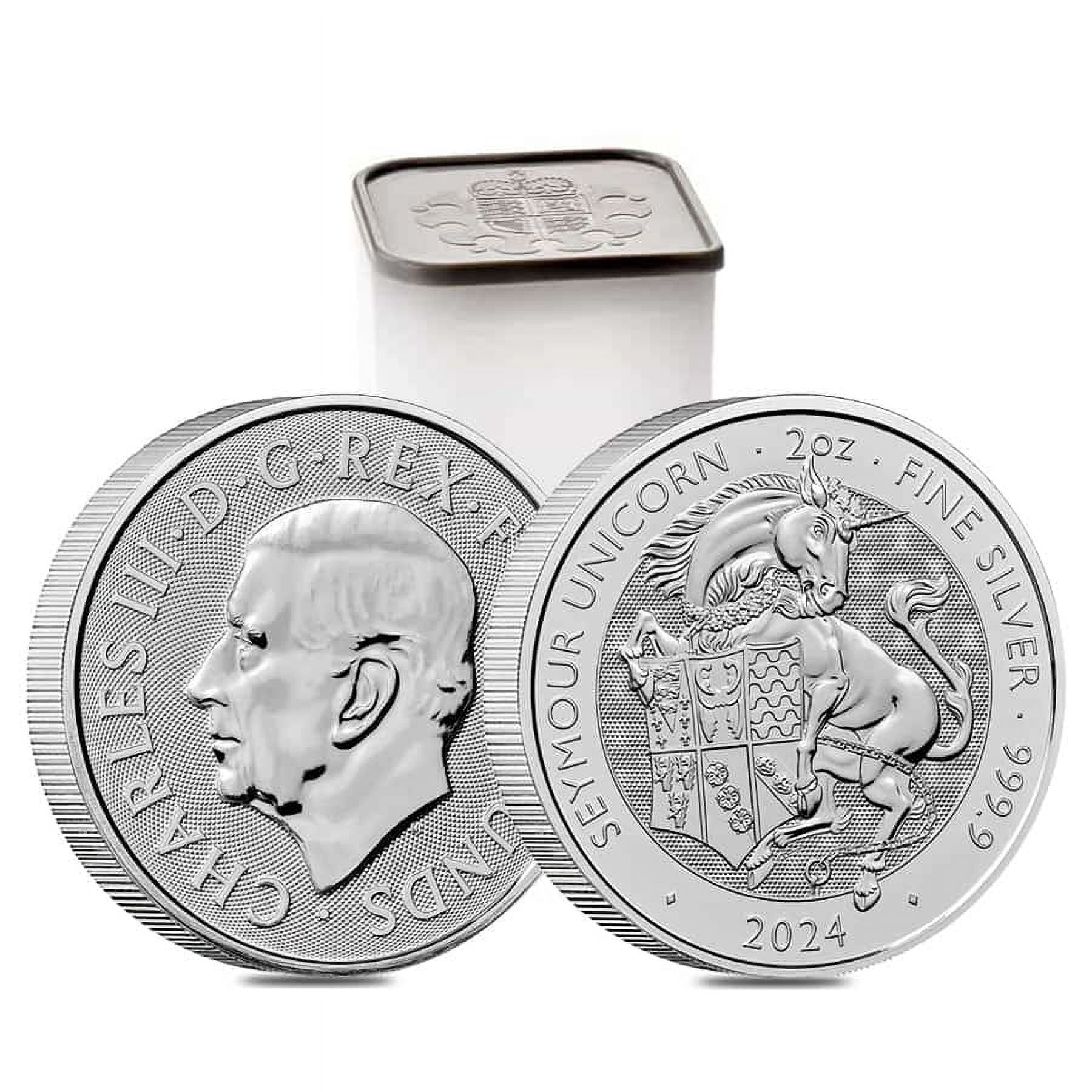 Collectible Mint Tube of 10 - 2024 GB 2oz Silver Seymour Unicorn Coin ...