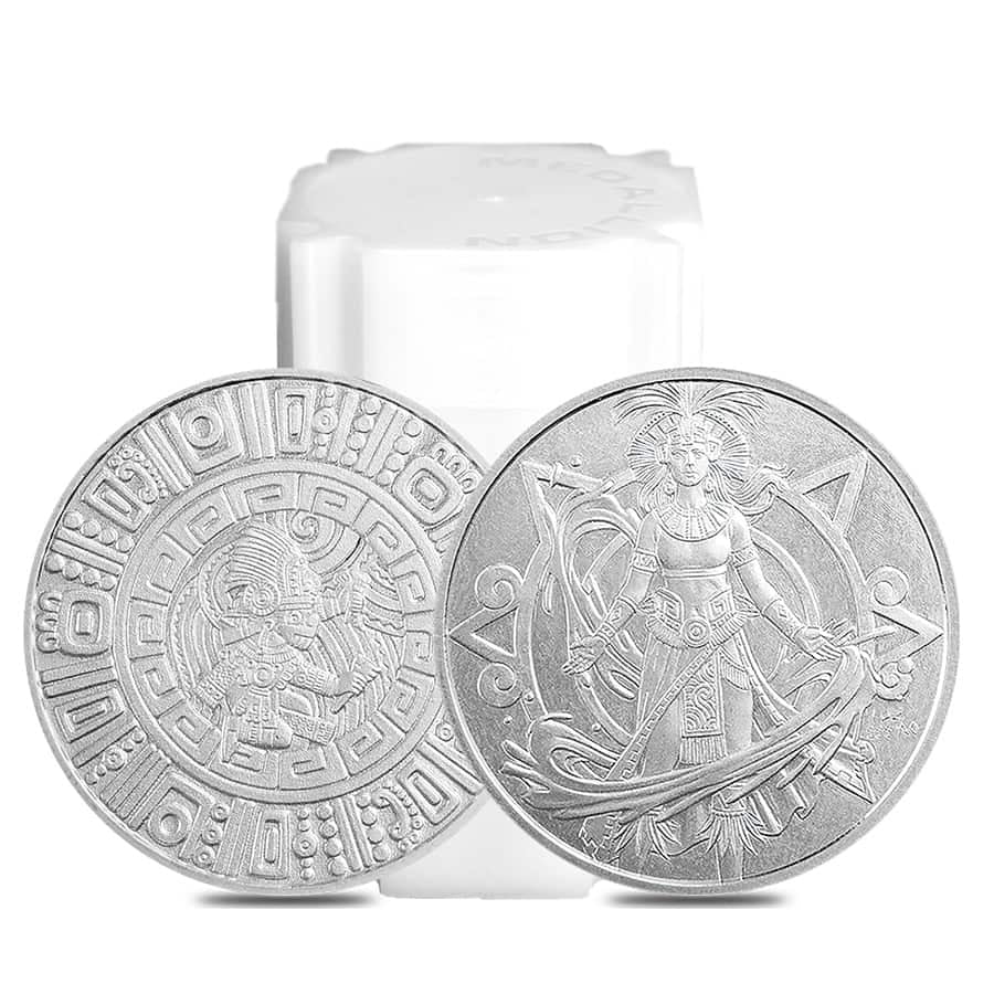 Tube of 20 - 1 oz Aztec Water Deity Silver Round .999 Fine - Walmart.com