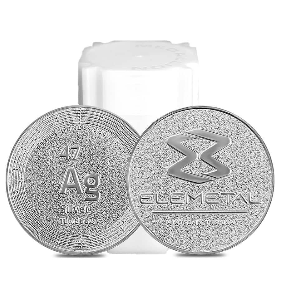 Elemetal 1 oz Silver Round Bullion Roll - Tube of 20, .999 Fine Value ...