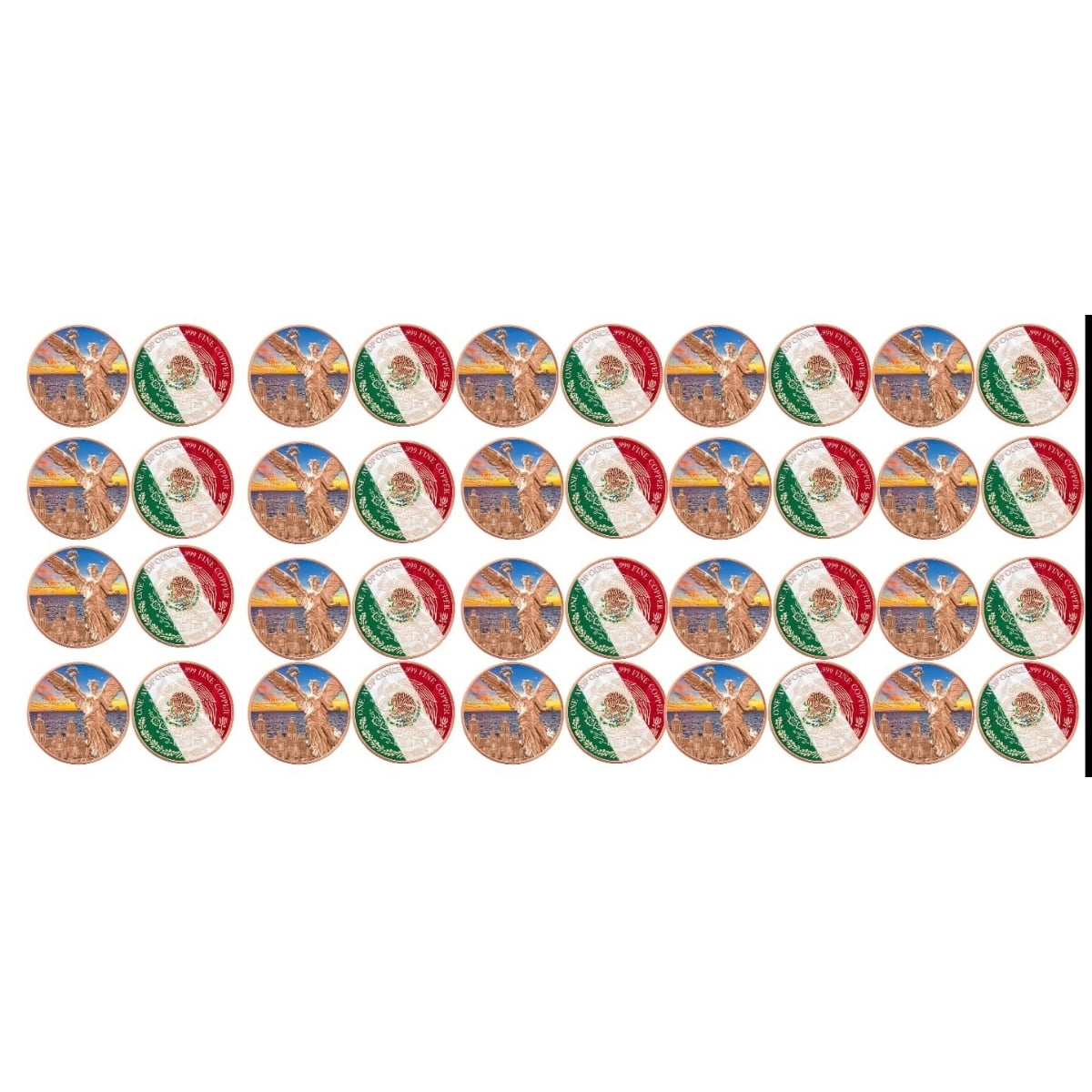 (Tube of 20) 2024 Mexico Libertad Sunset 1 oz Colorized Copper Round ...