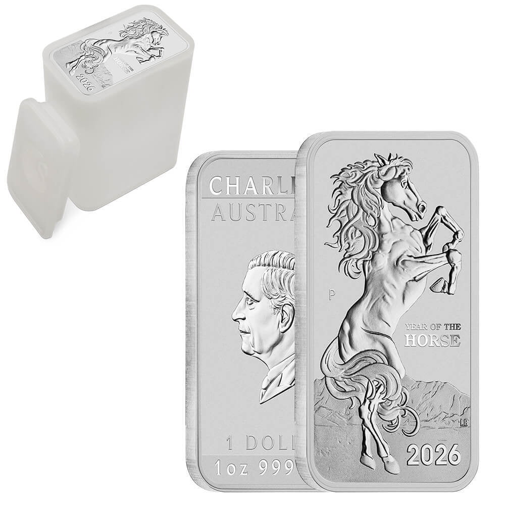 Tube of 20 - 2026 1 oz Perth Mint Lunar Horse Silver Rectangular Coin ...