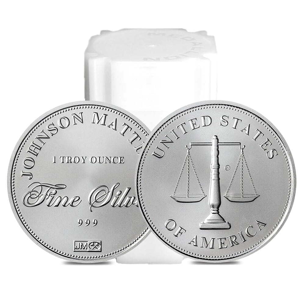 Tube of 20 - New - 1 oz Johnson Matthey (JM) Silver Round .999 Fine ...