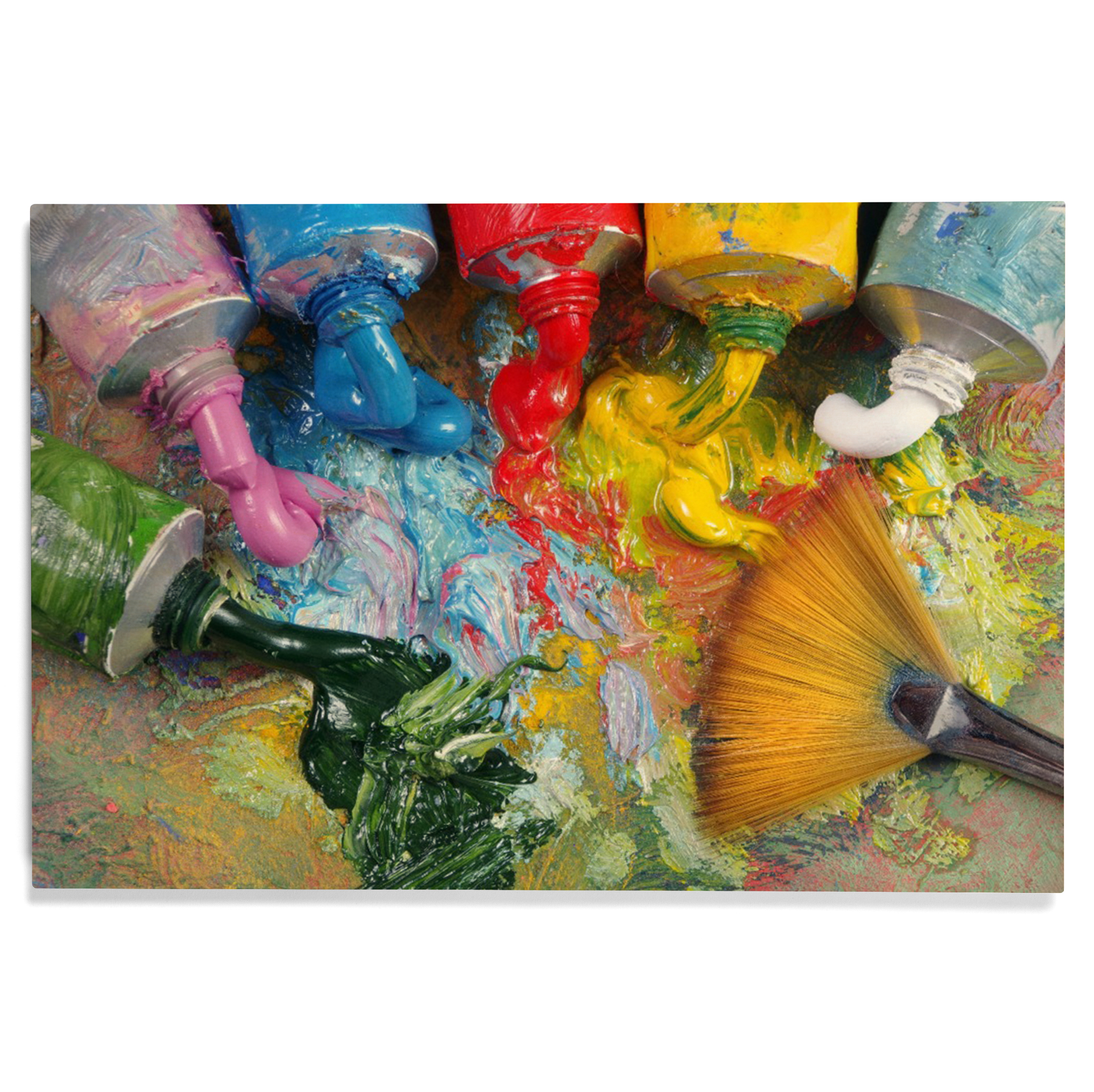 Tubes of Oil Paint on a Palette with a Paint Brush, Photography Birch ...