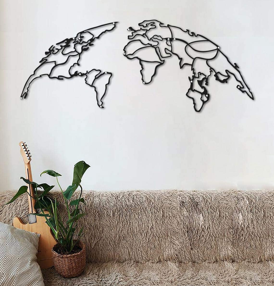 Tubibu Decorative%100 Metal World Map Wall Decor, Home Office ...
