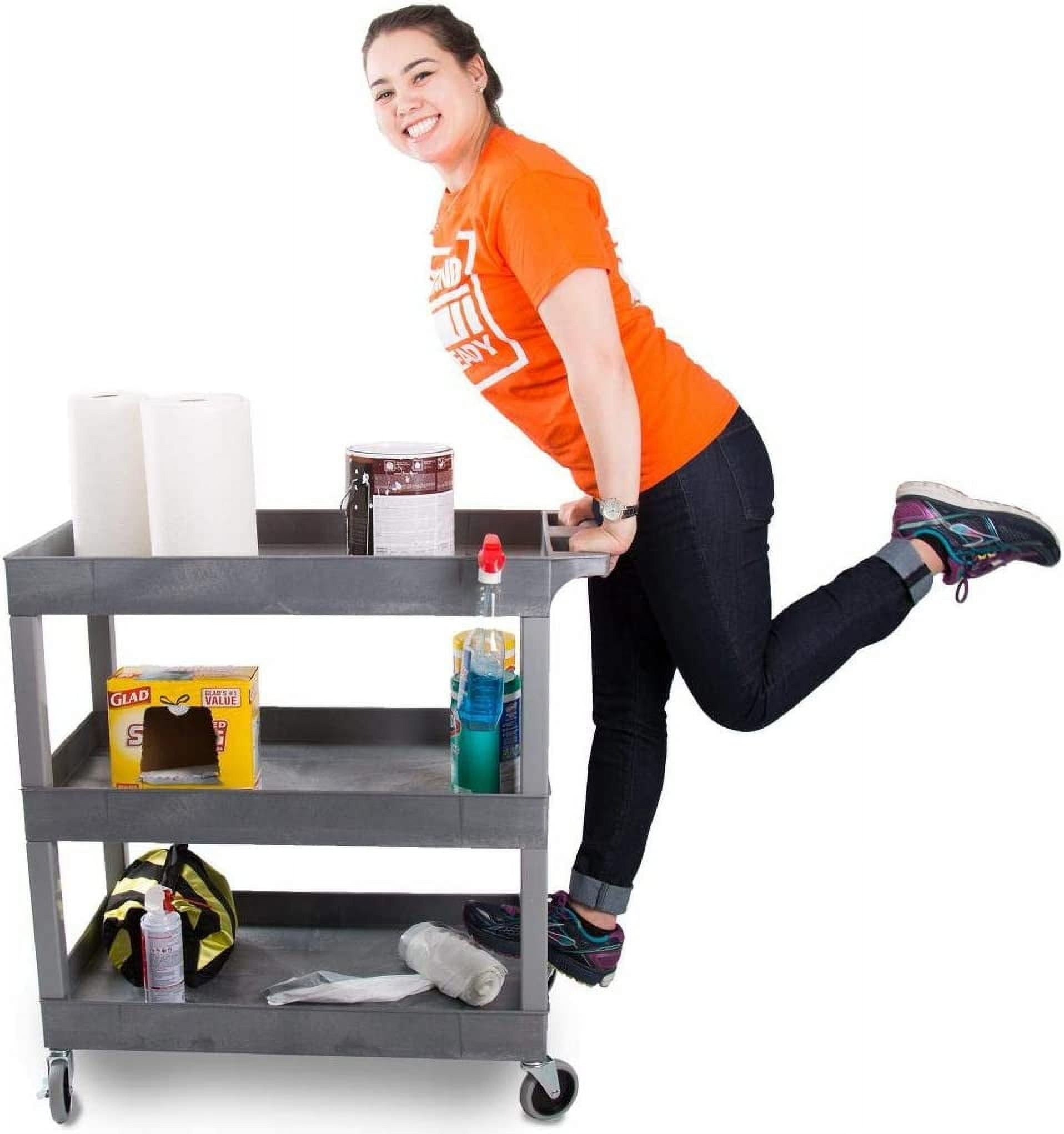 Tubstr 3 Shelf Utility Cart | Heavy Duty Service Cart Supports Up to ...