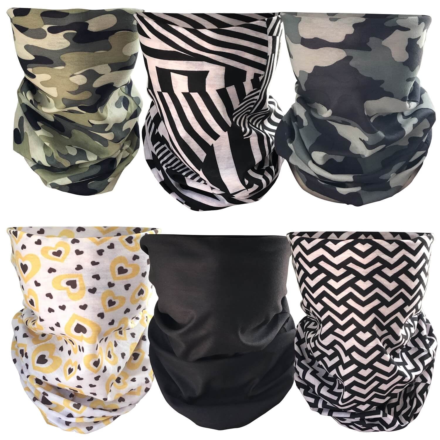 Tubular Face Mask Bandanas for Dust, Outdoors, Festivals, Sports Set(6 ...
