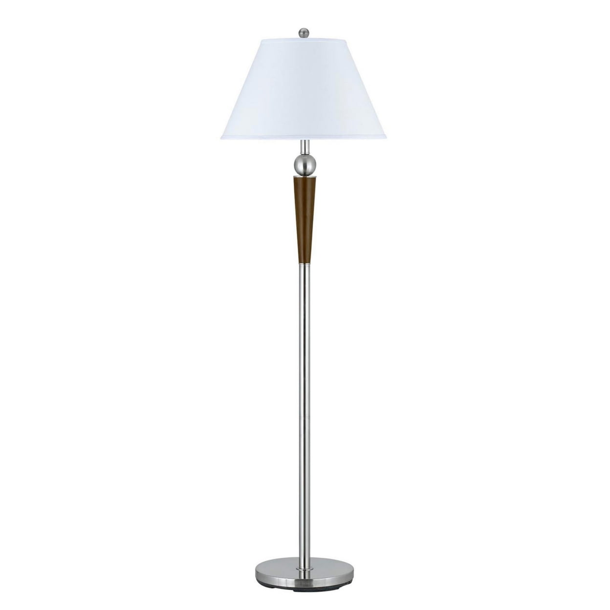 Tubular Metal Body Floor Lamp with Fabric Tapered Shade, White and ...