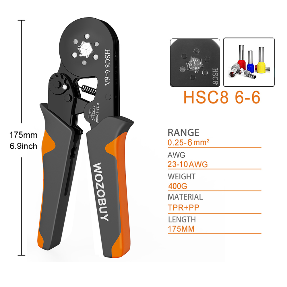 Tubular Terminal Crimping Plier HSC8 6-4/6-6 Crimper Wire Mini Ferrule ...