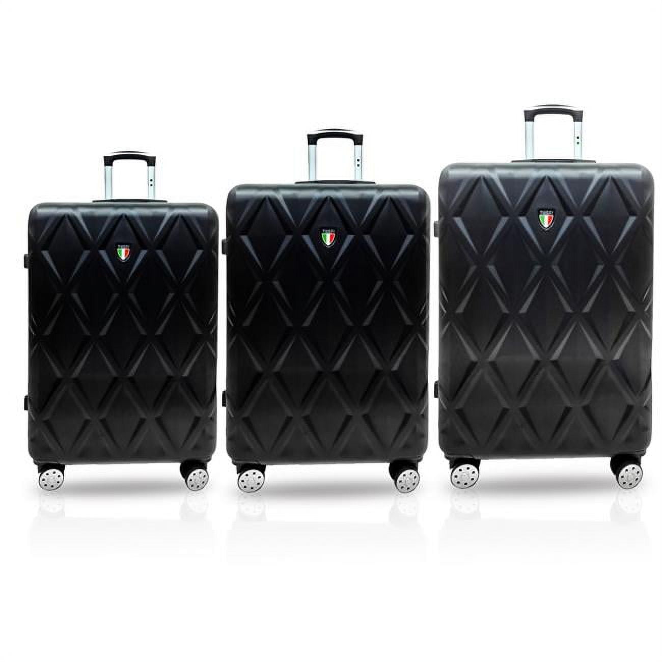 Tucci Alveare Black 3pc Adult Luggage Set-Hardside Spinner Rolling ...