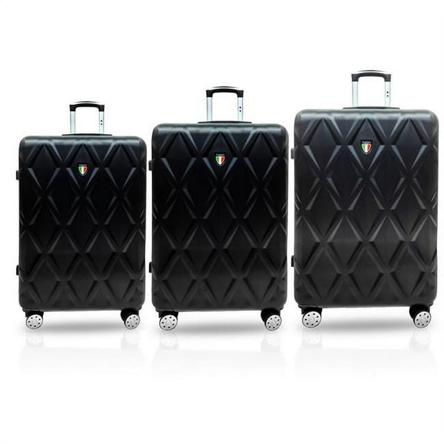 Tucci Alveare Black 3pc Adult Luggage Set-Hardside Spinner Rolling Travel Trolley Suitcase (20 ...