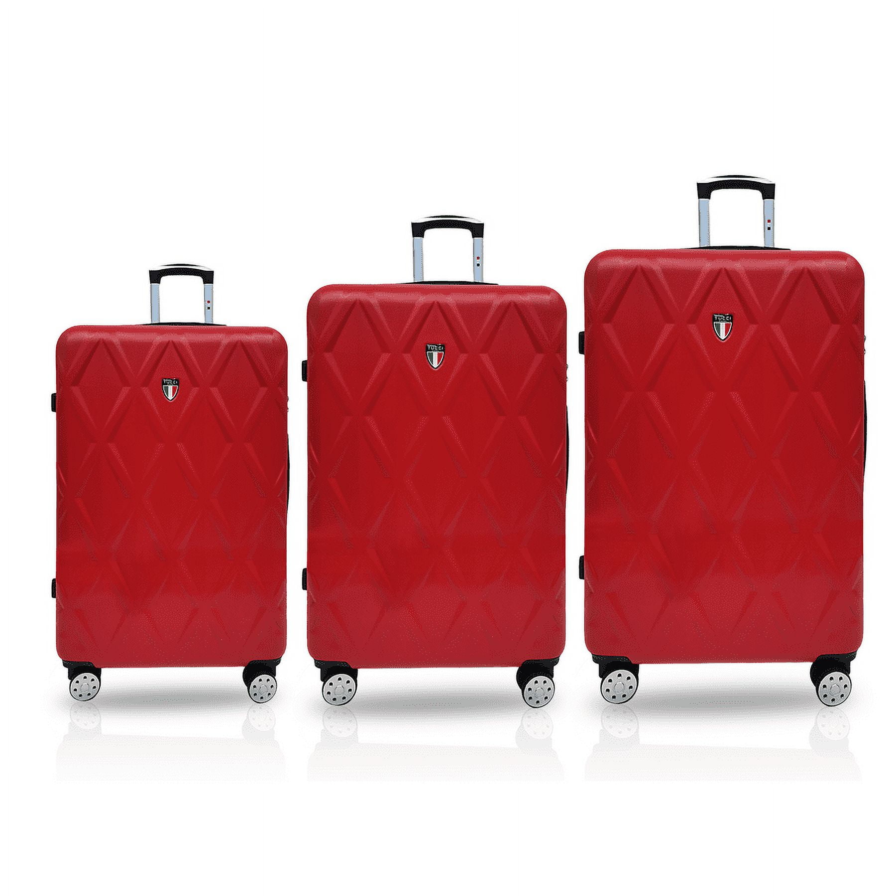 Tucci Alveare Dark Red 3pc Adult Luggage Set-Hardside Spinner Rolling ...