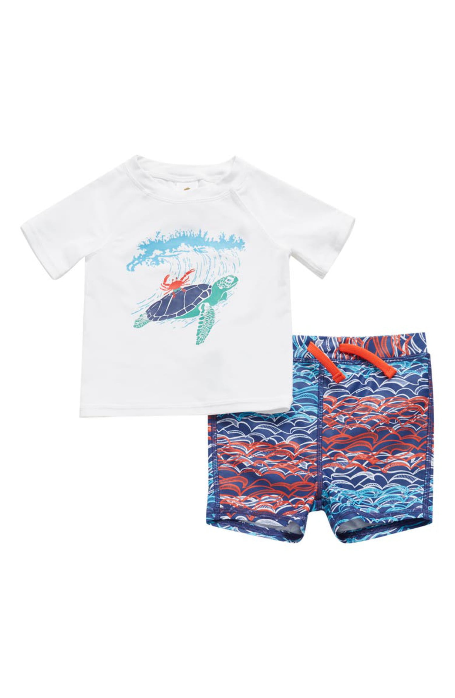 Tucker + Tate Two-Piece Rashguard Swimsuit In Blue Twlight Waves- Ocean ...