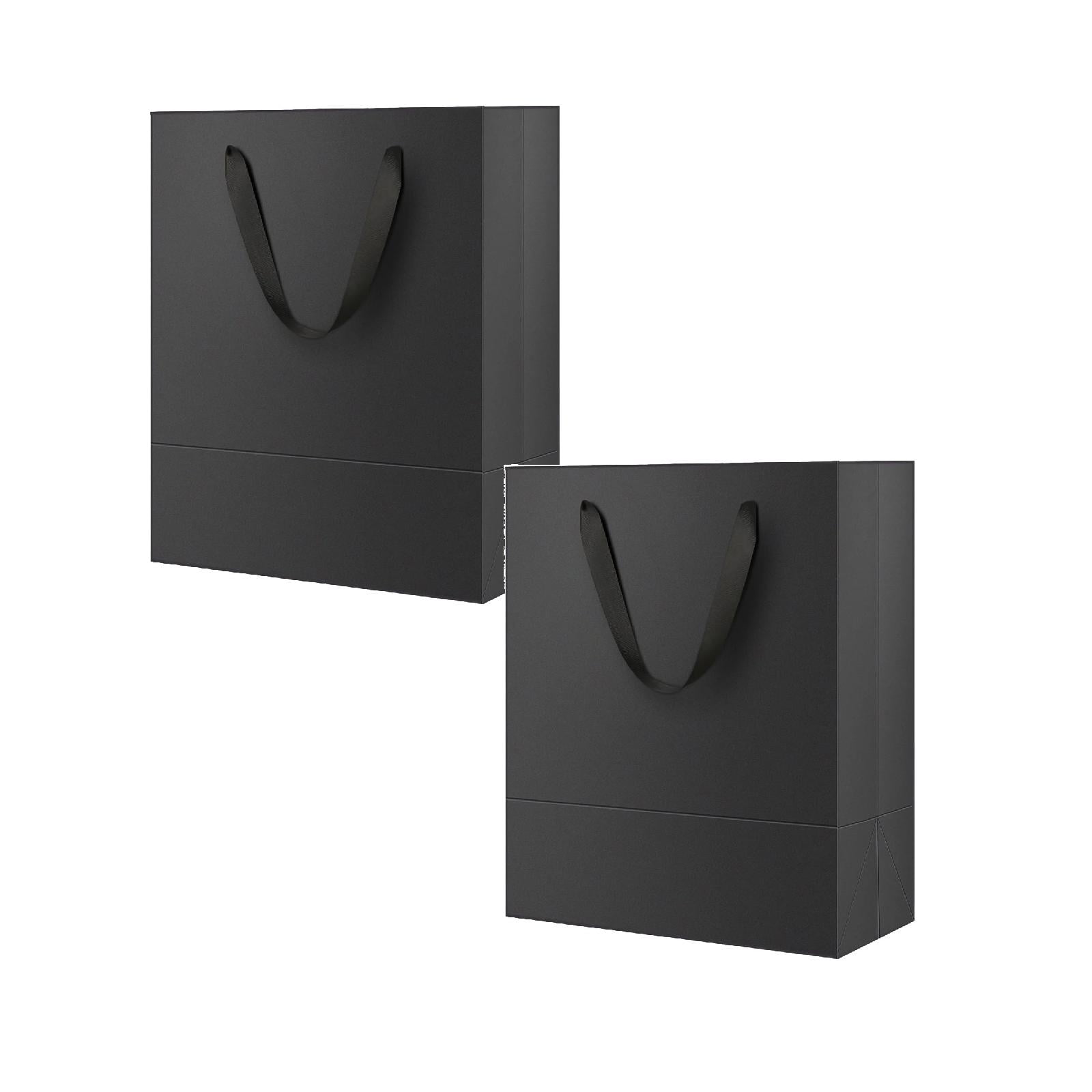 Tucknest 2 Pack Black Premium Paper Gift Bags, 7x4x9 Inches with ...