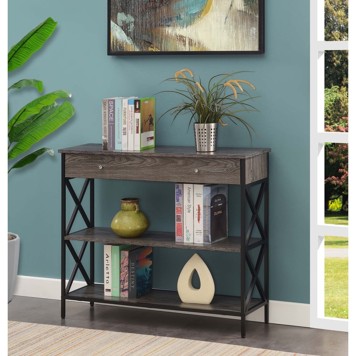 Tucson 1 Drawer Console Table, Weathered Gray - Walmart.com