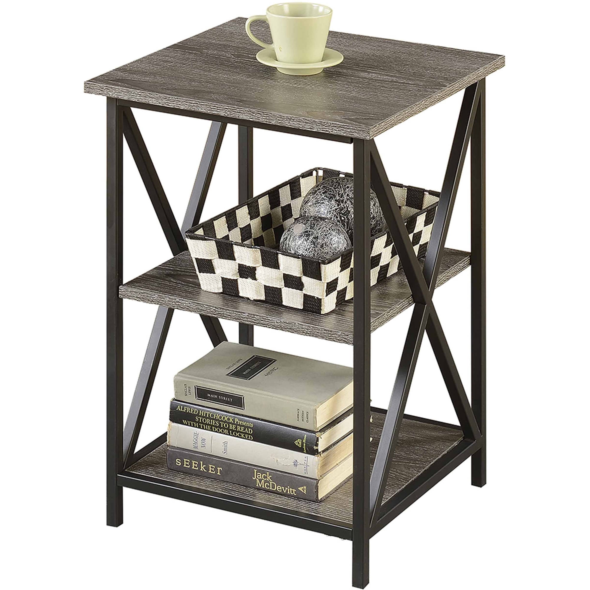 Convenience Concepts Tucson 3-Tier End Table Weathered Gray Wood ...