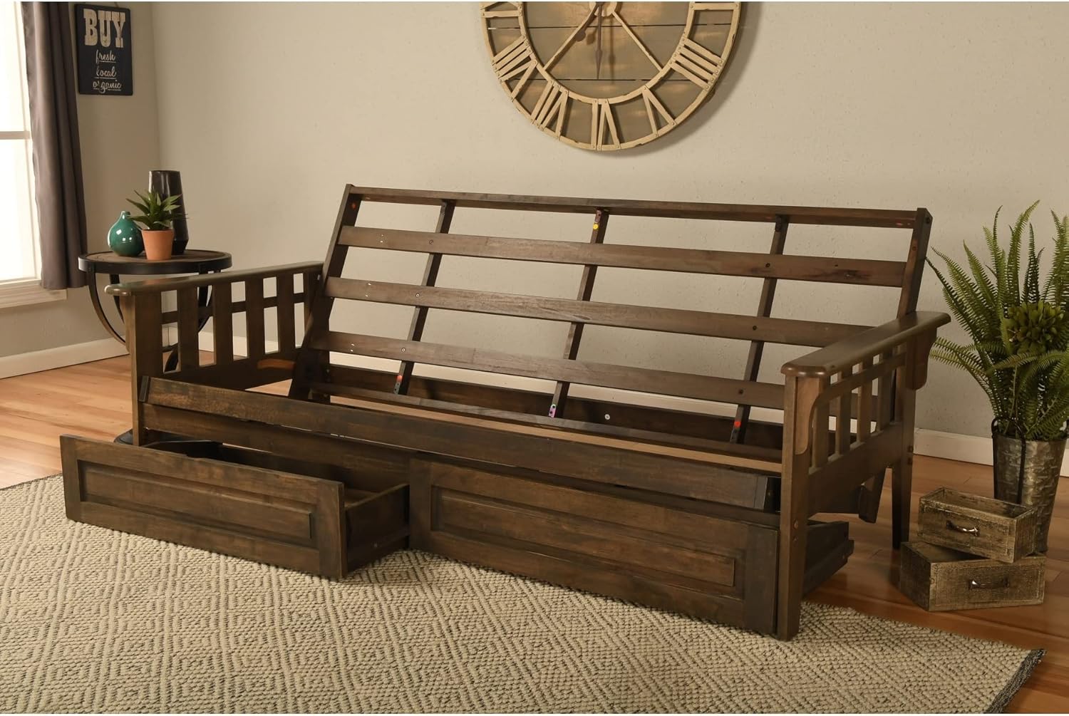 Tucson Full Size Futon Frame with Storage Drawers - Walmart.com