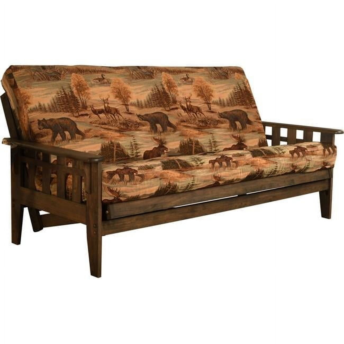 Tucson Rustic Walnut Futon Frame with Canadian Mattress - Full Size ...